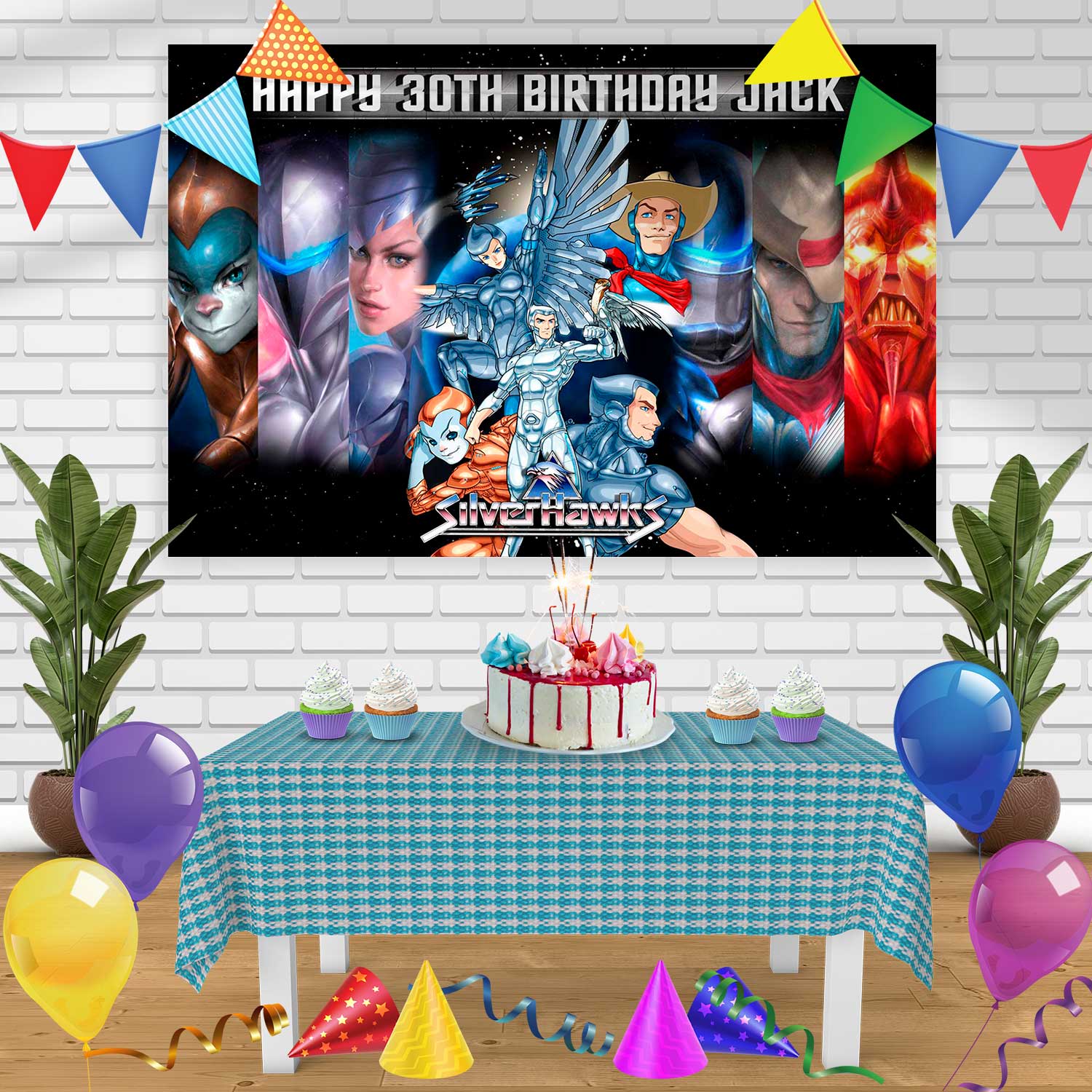 Silverhawks Birthday Banner Personalized Party Backdrop Decoration ...