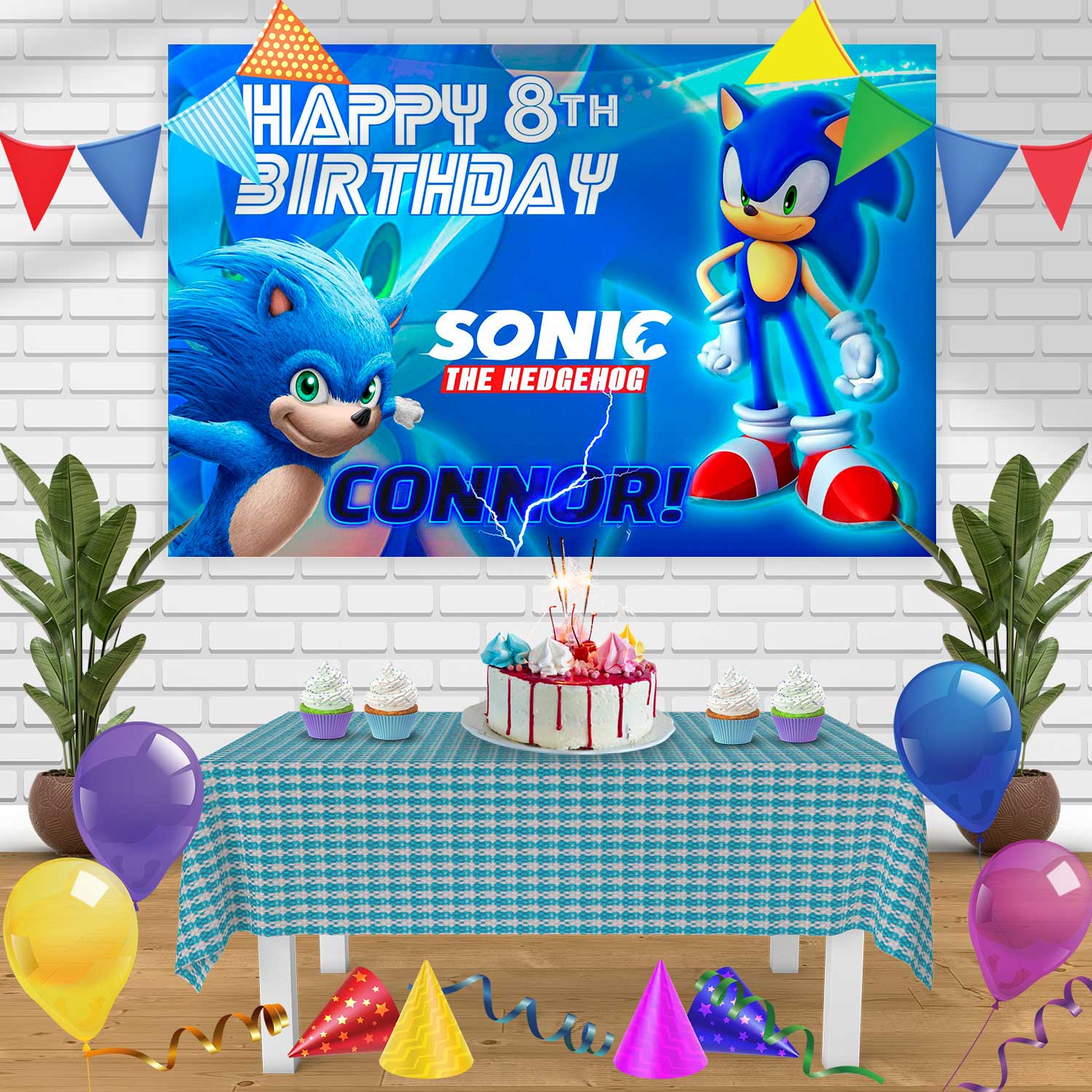 sonic 2 Birthday Banner Personalized Party Backdrop Decoration ...