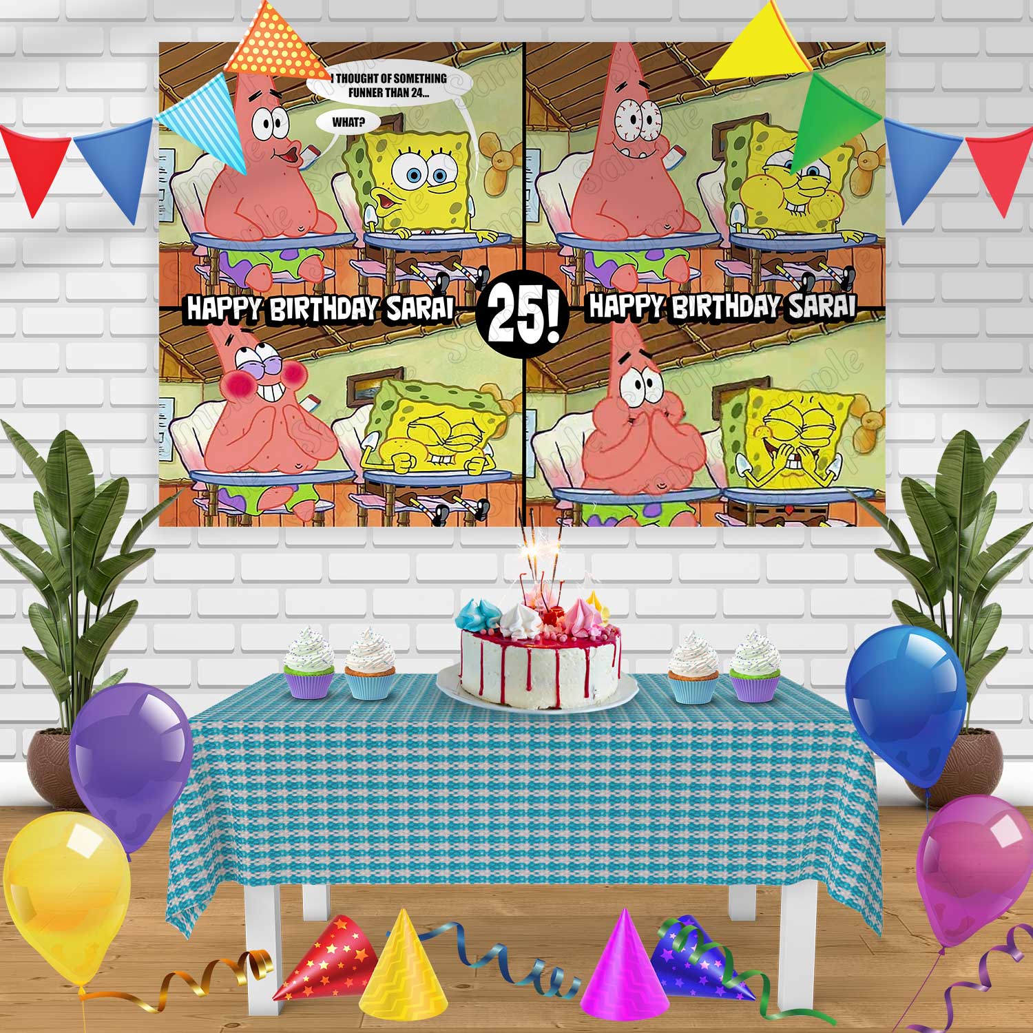 Spongebob meme Birthday Banner Personalized Party Backdrop Decoration ...