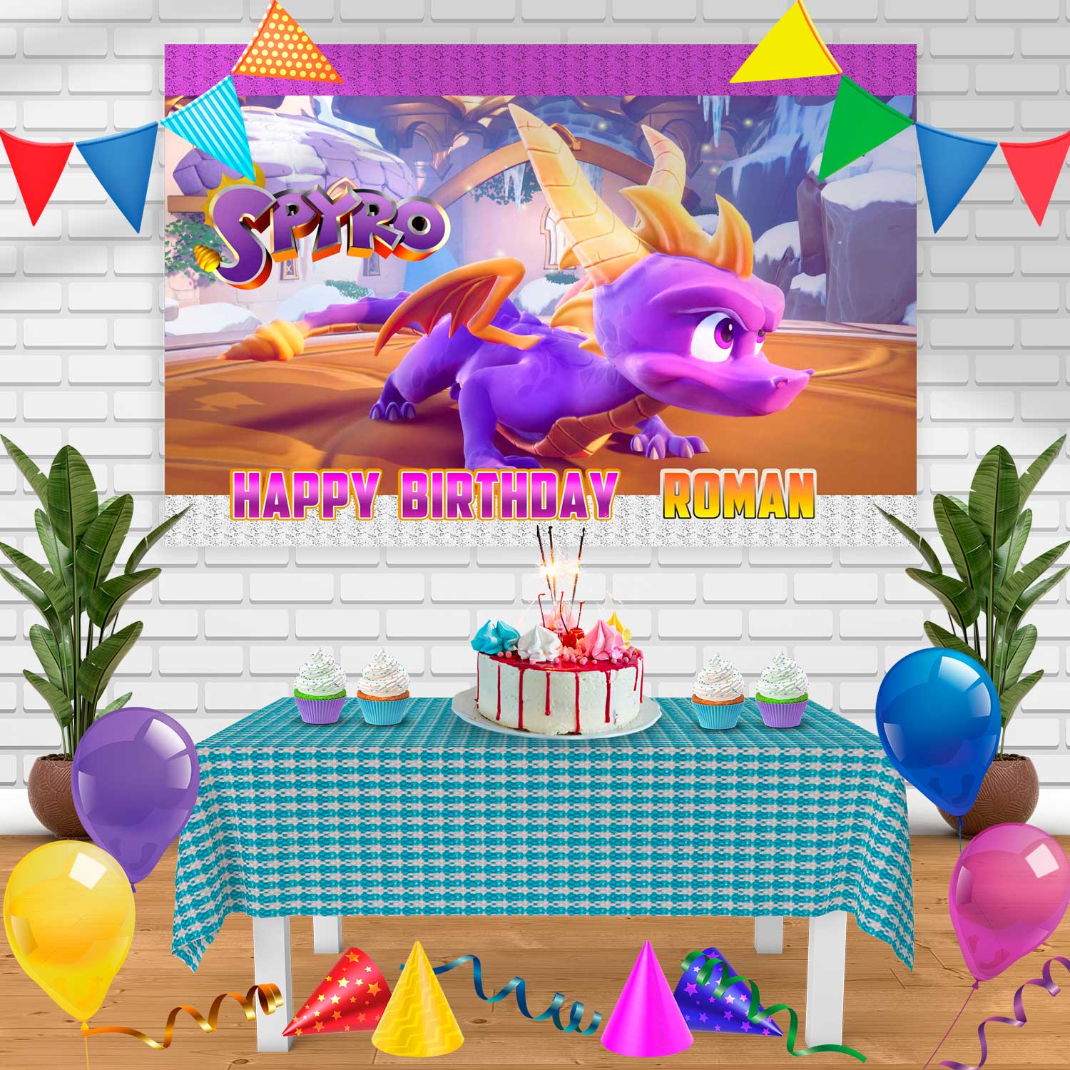 spyro Birthday Banner Personalized Party Backdrop Decoration ...