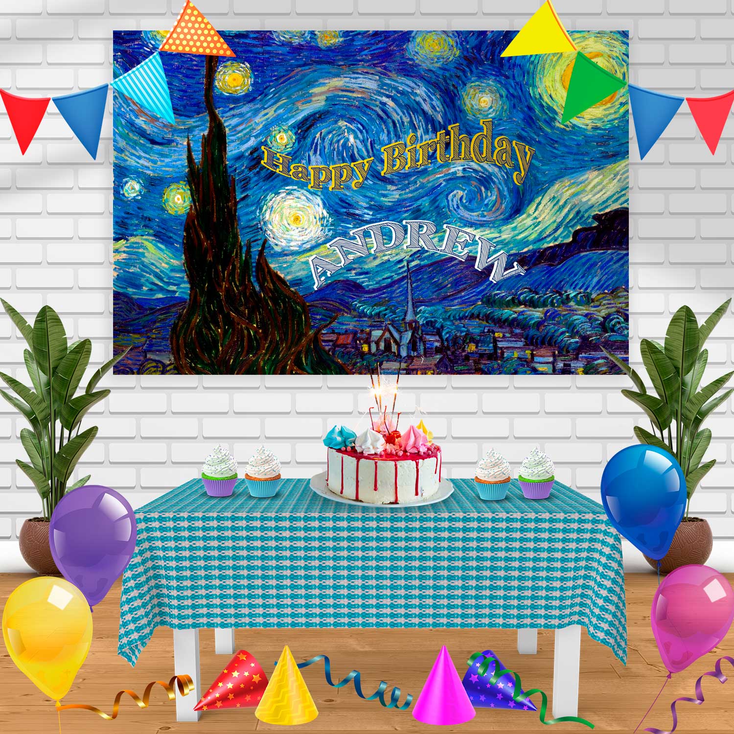 Starry Night Birthday Banner Personalized Party Backdrop Decoration ...