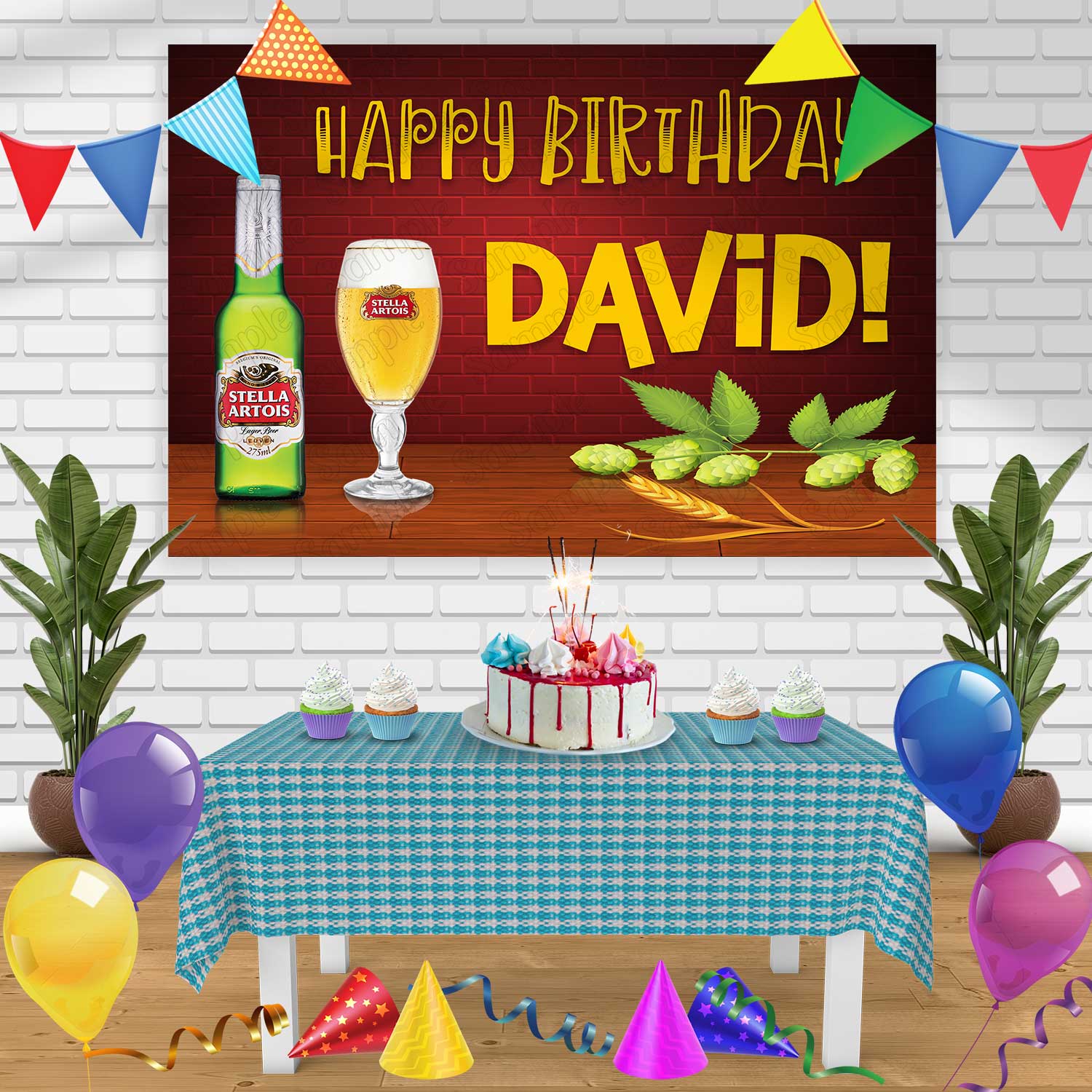 Stella Artois Birthday Banner Personalized Party Backdrop Decoration ...