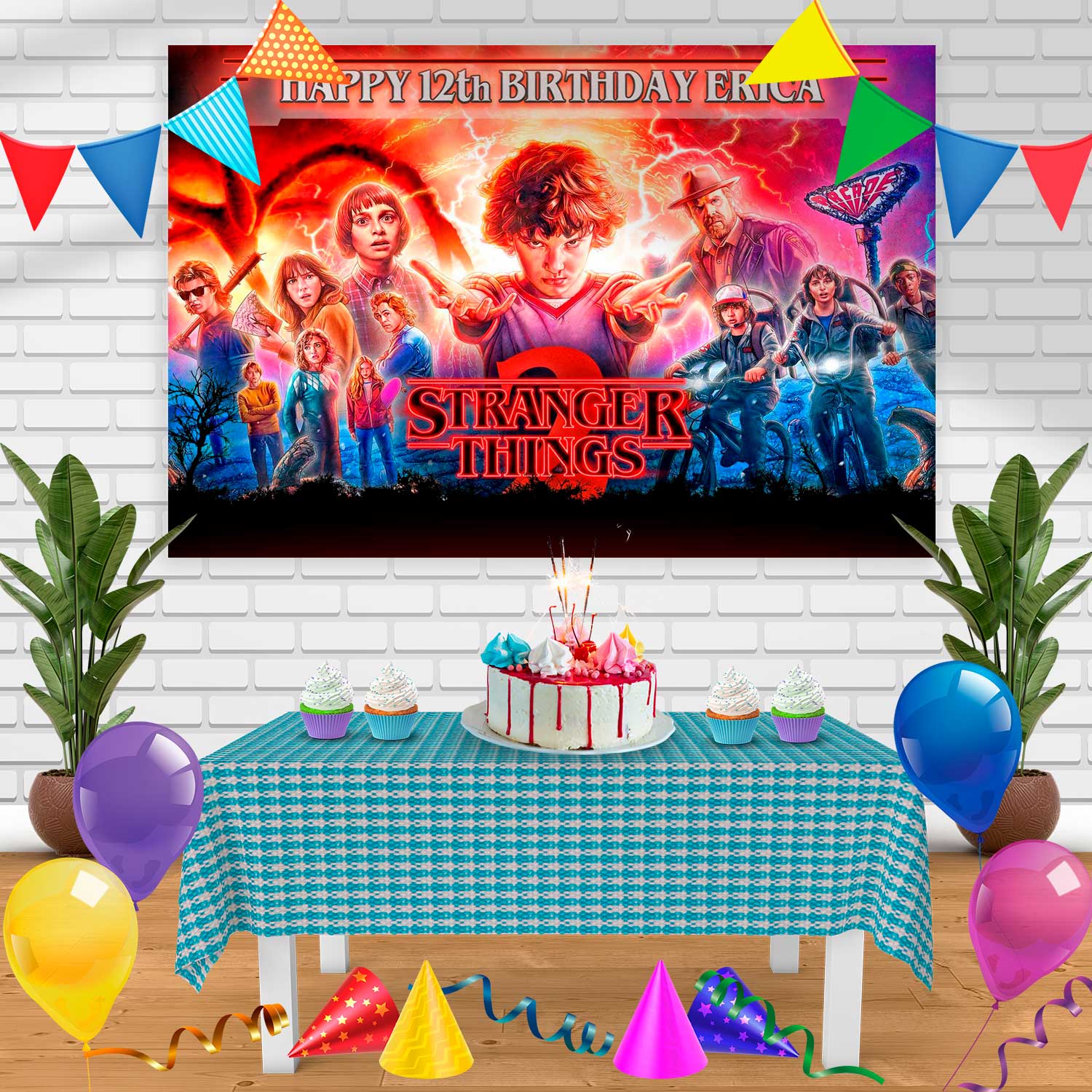 Stranger Things 5 Birthday Banner Personalized Party Backdrop Decorati ...