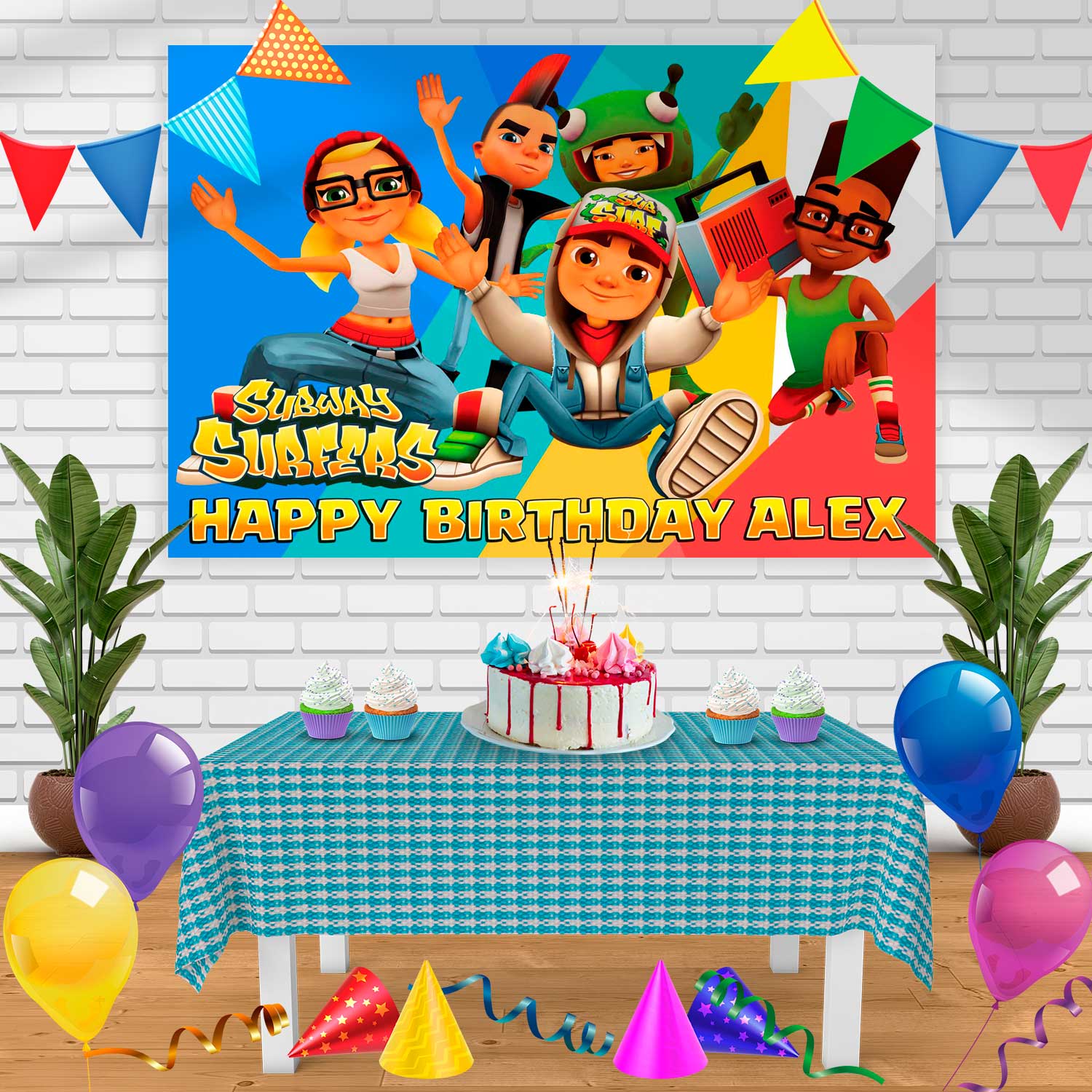 subway surfer Birthday Banner Personalized Party Backdrop Decoration ...