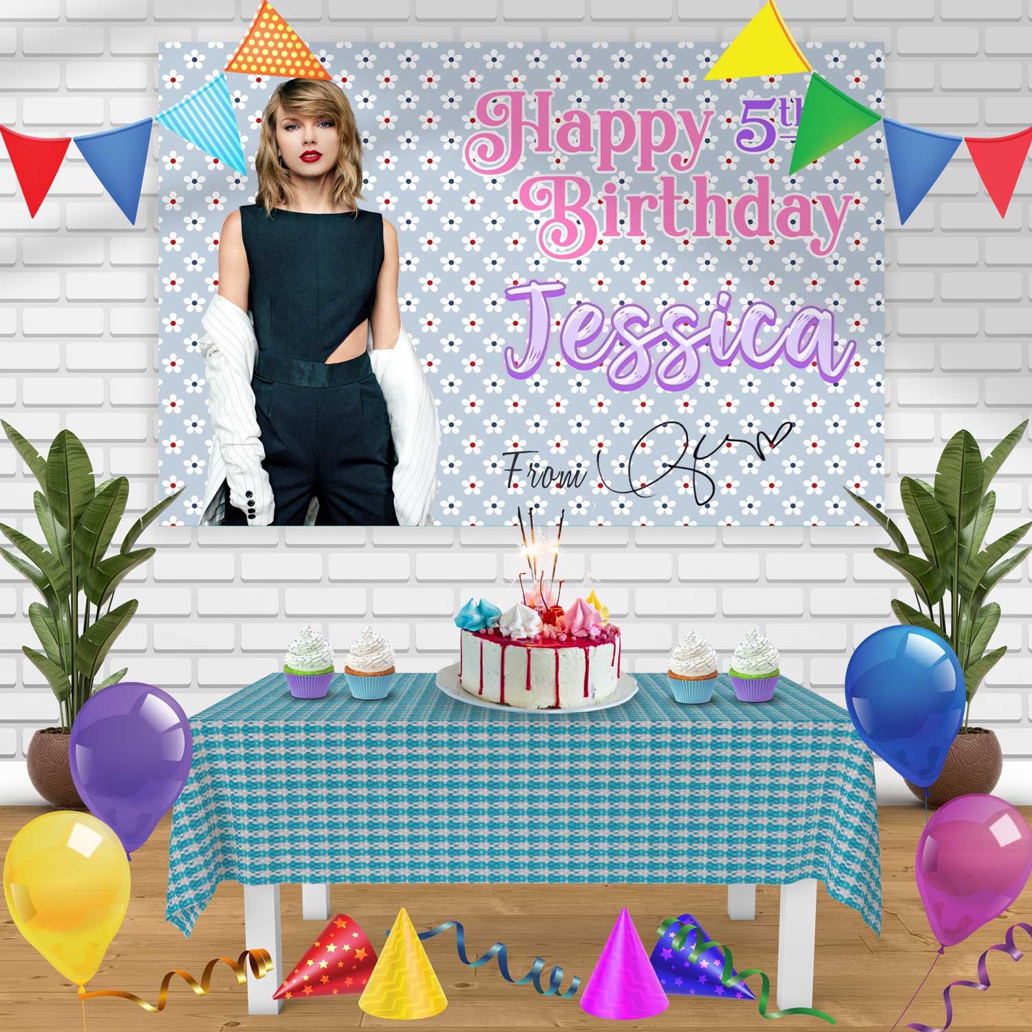 Taylor Swift Birthday Banner Personalized Party Backdrop Decoration ...