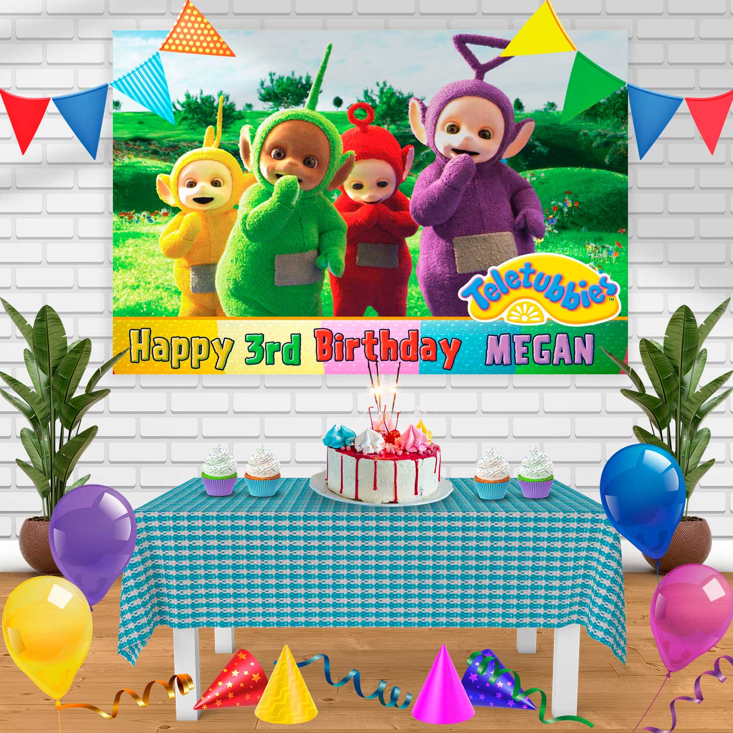 teletubbies Birthday Banner Personalized Party Backdrop Decoration ...