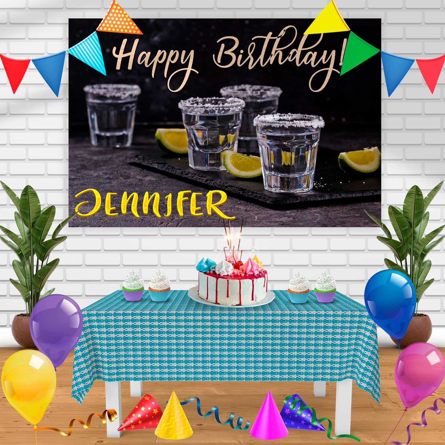 tequila Birthday Banner Personalized Party Backdrop Decoration ...