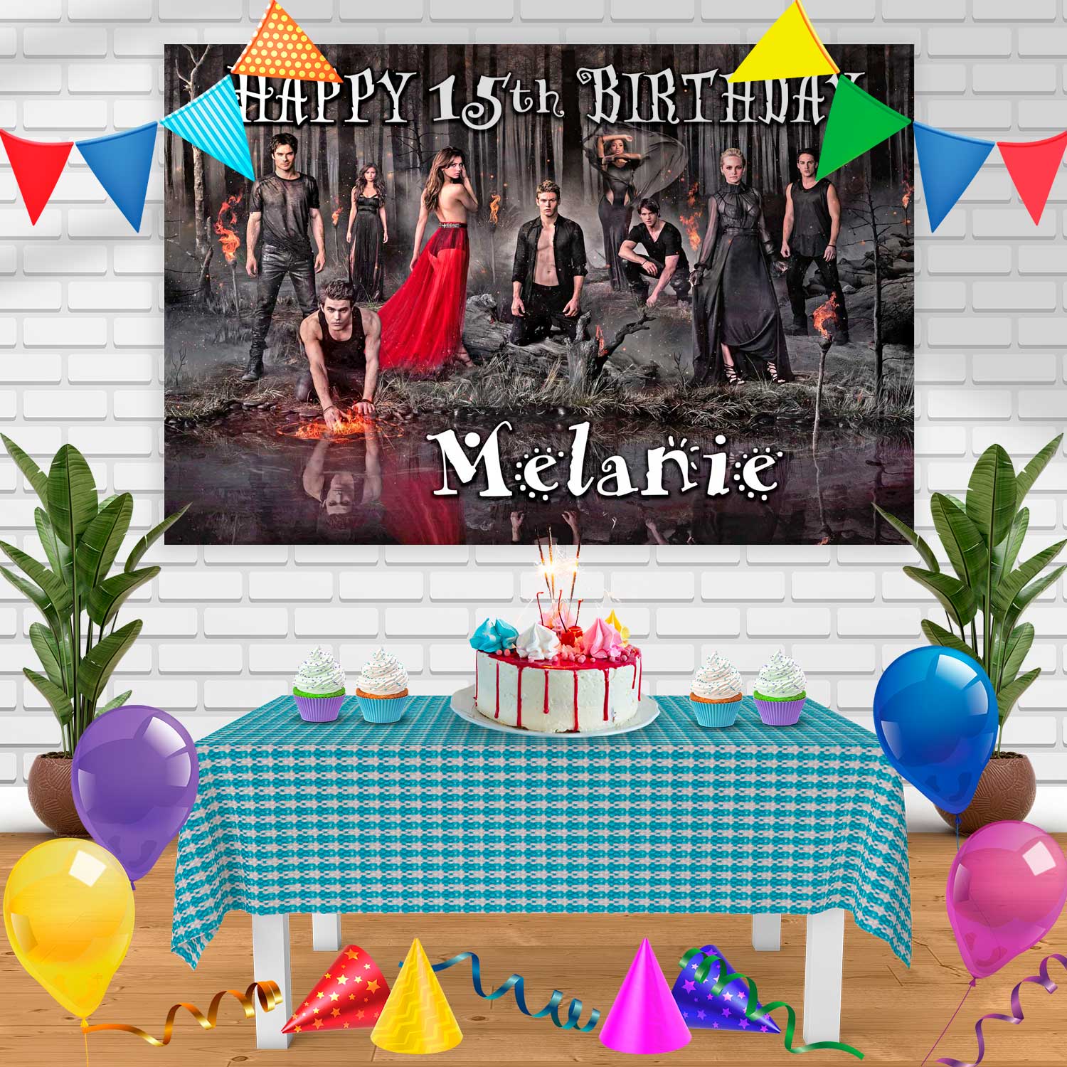 The Vampire Diaries Birthday Banner Personalized Party Backdrop Decora ...