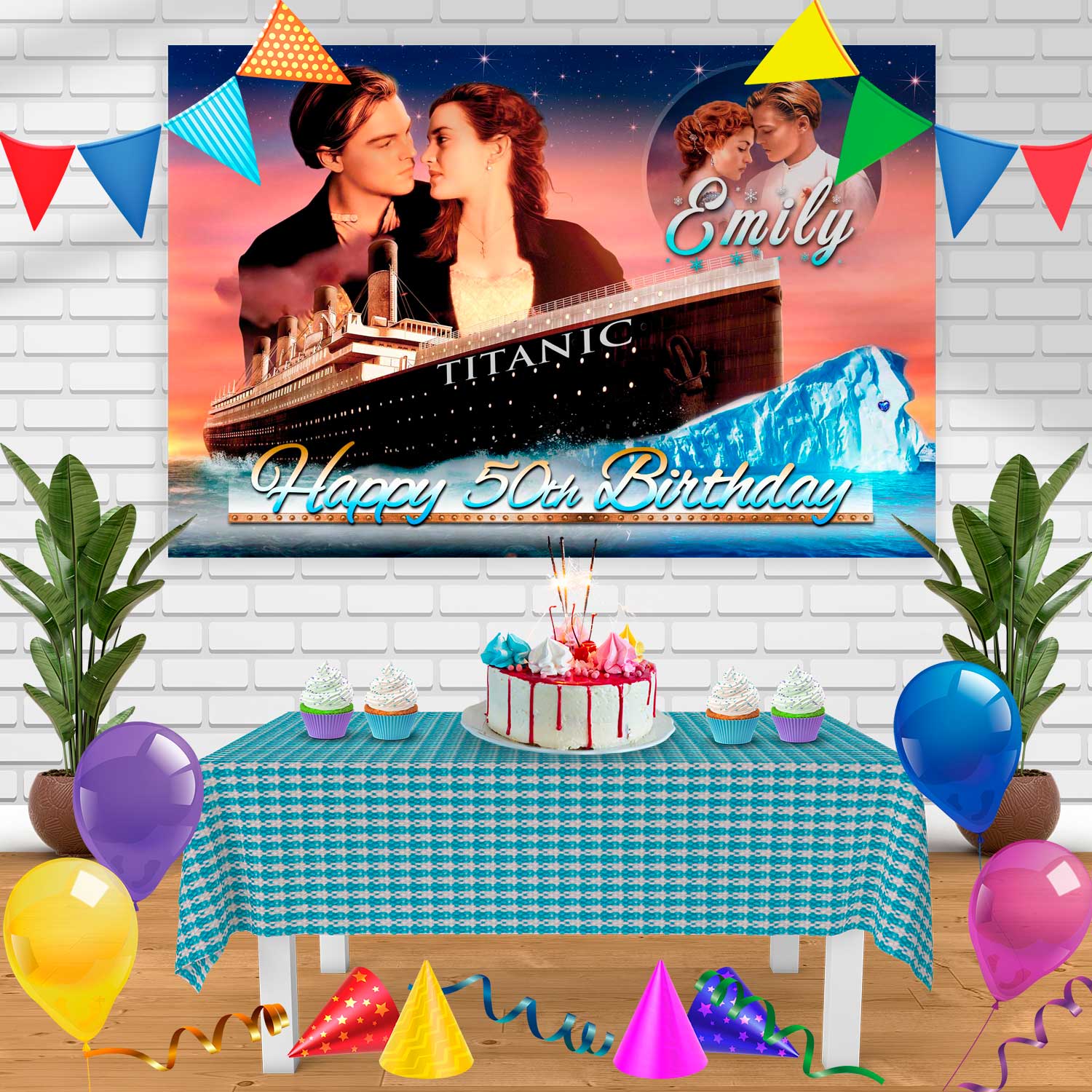 Titanic Birthday Banner Personalized Party Backdrop Decoration ...