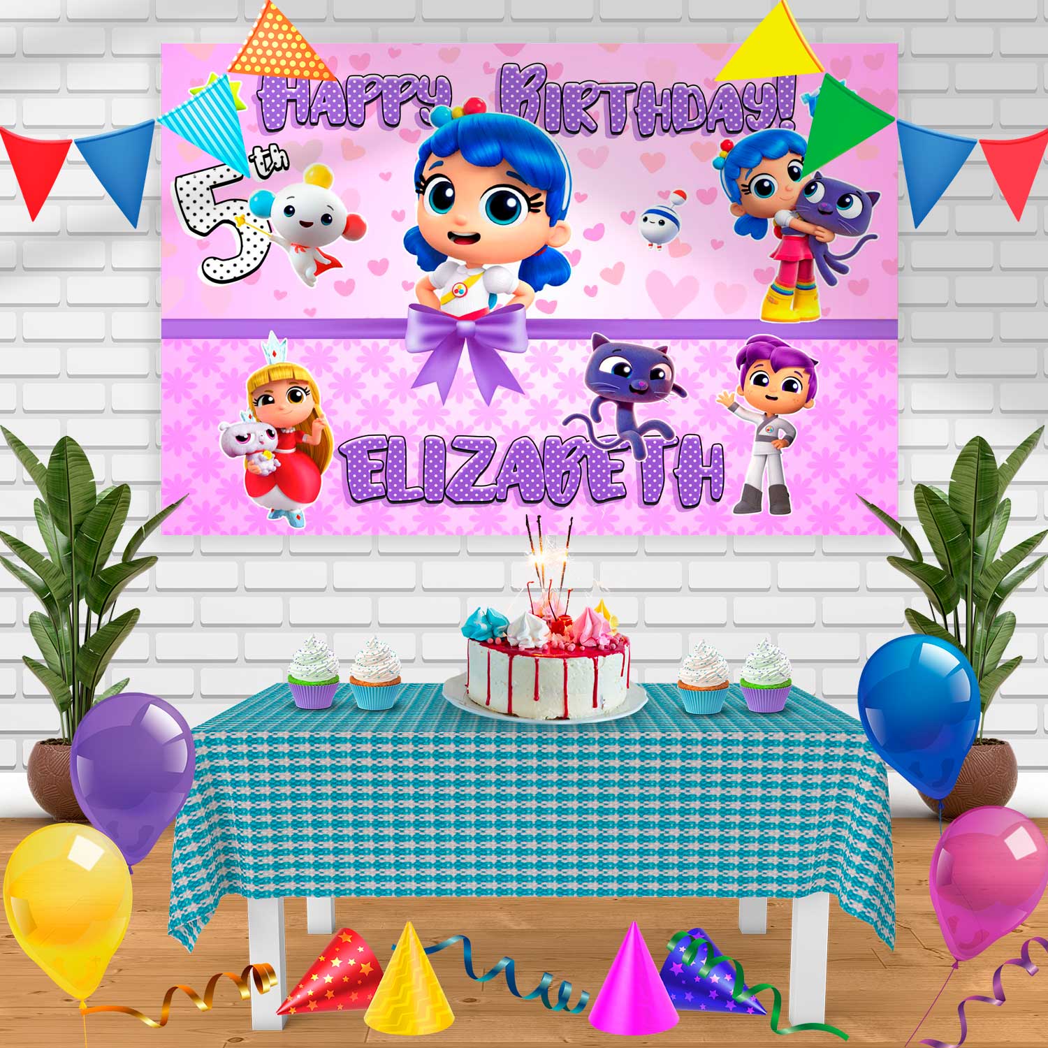 True and the Rainbow Kingdom Birthday Banner Personalized Party Backdr ...