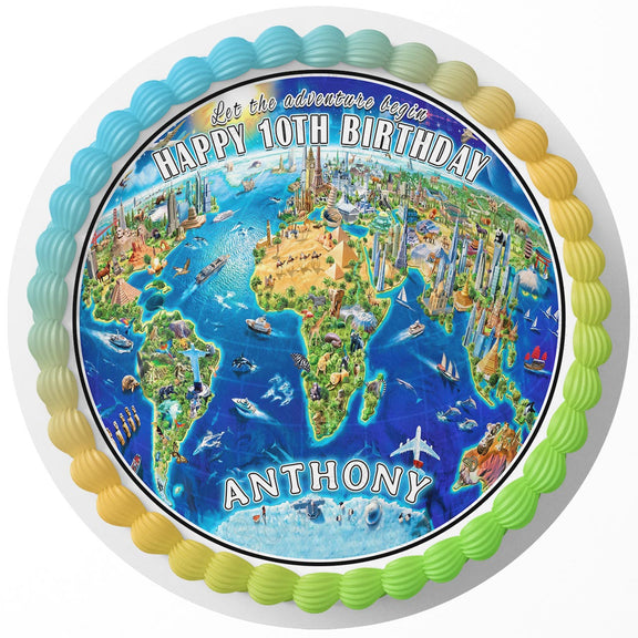 3D World Map Edible Cake Toppers Round – Ediblecaketopper