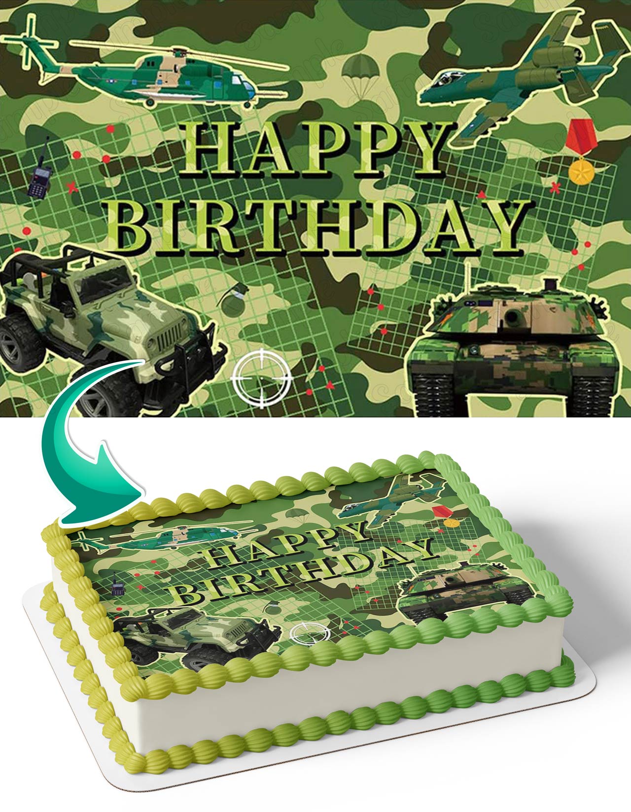 Camouflage Military Army Edible Cake Toppers – Edible Cake Topper Corp