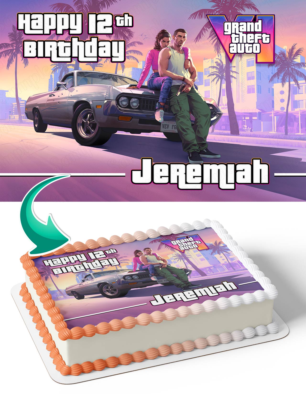 Grand Theft Auto VI GTA 6 Edible Cake Toppers – Edible Cake Topper Corp