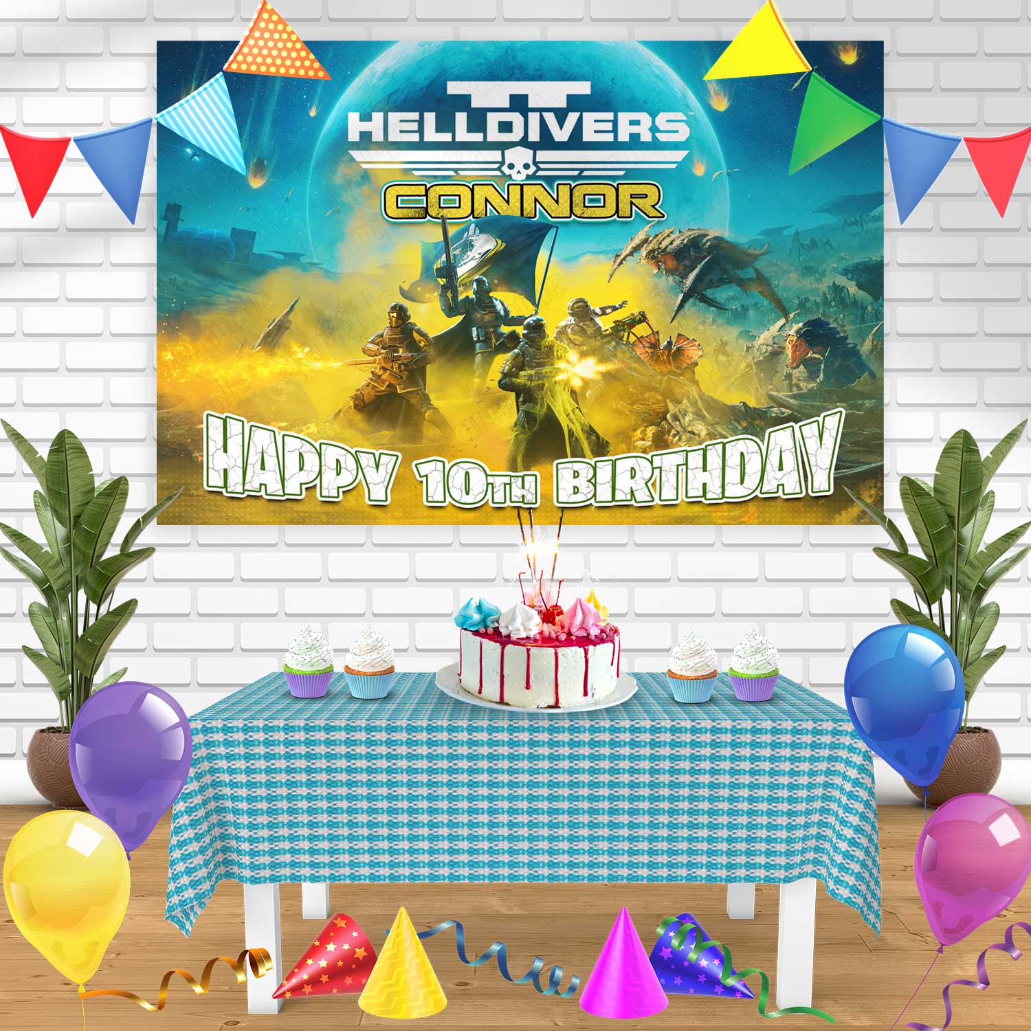 Hell Divers Bn Birthday Banner Personalized Party Backdrop Decoration ...