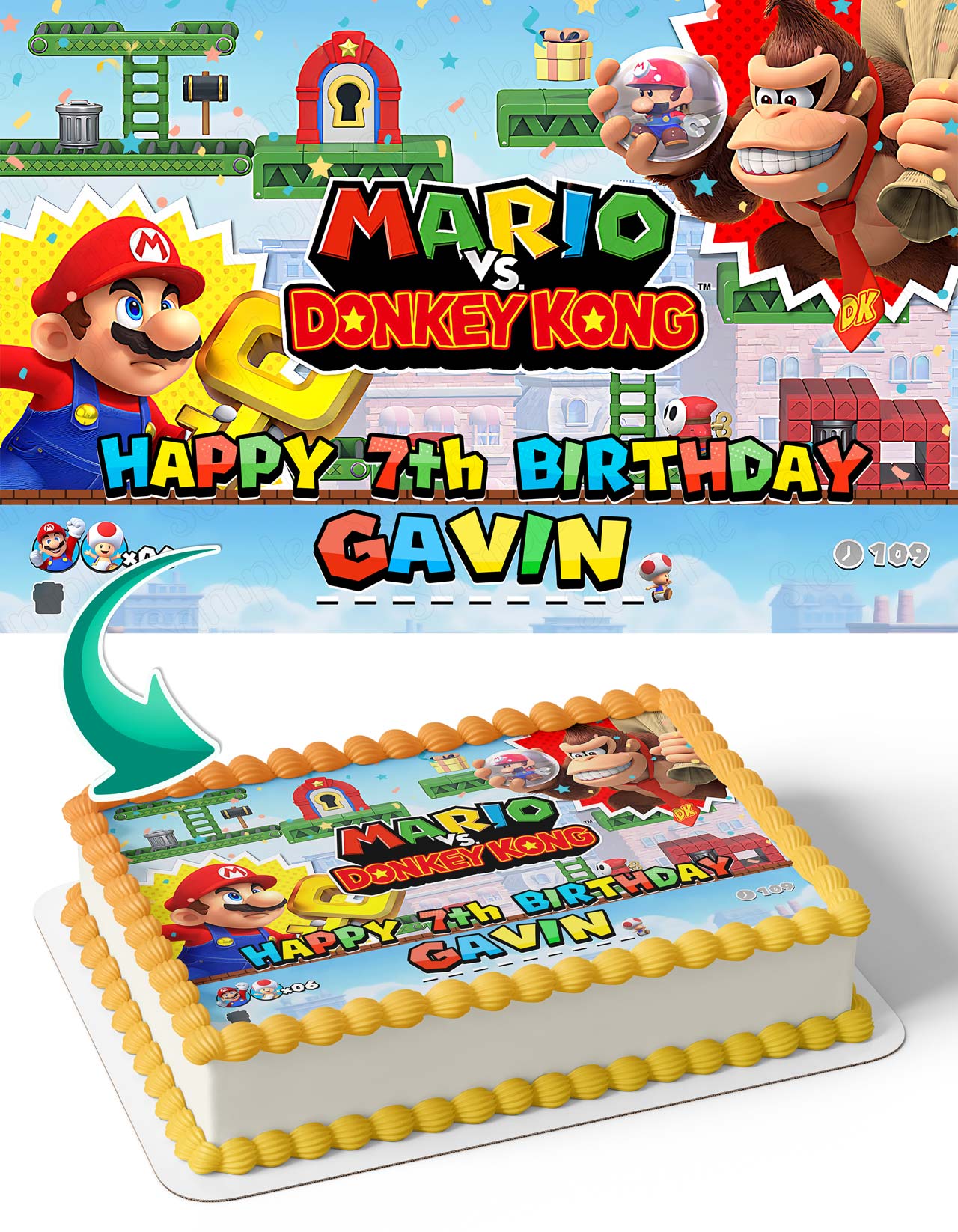 Mario vs Donkey Kong Edible Cake Toppers – Ediblecaketopper