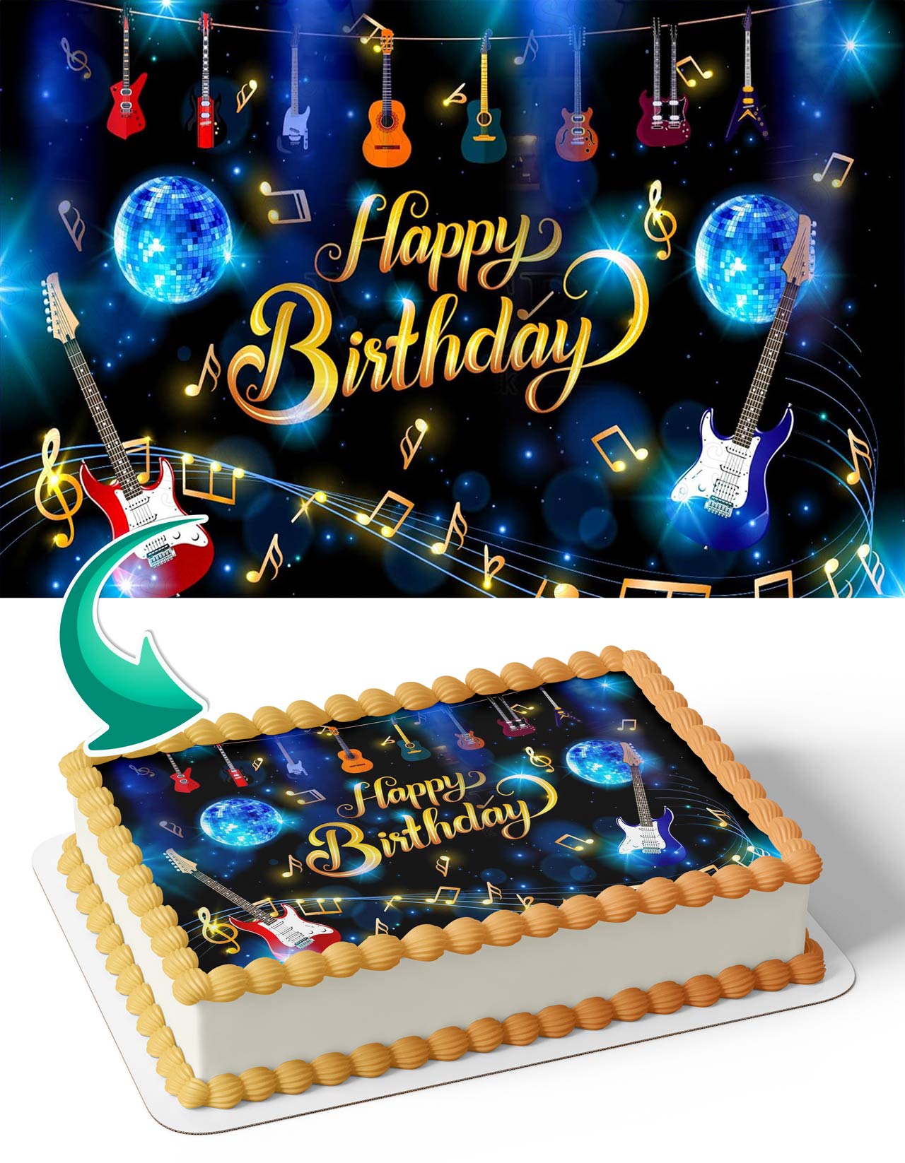 Music Electric Guitar Band Karaoke Edible Cake Toppers – Ediblecaketopper