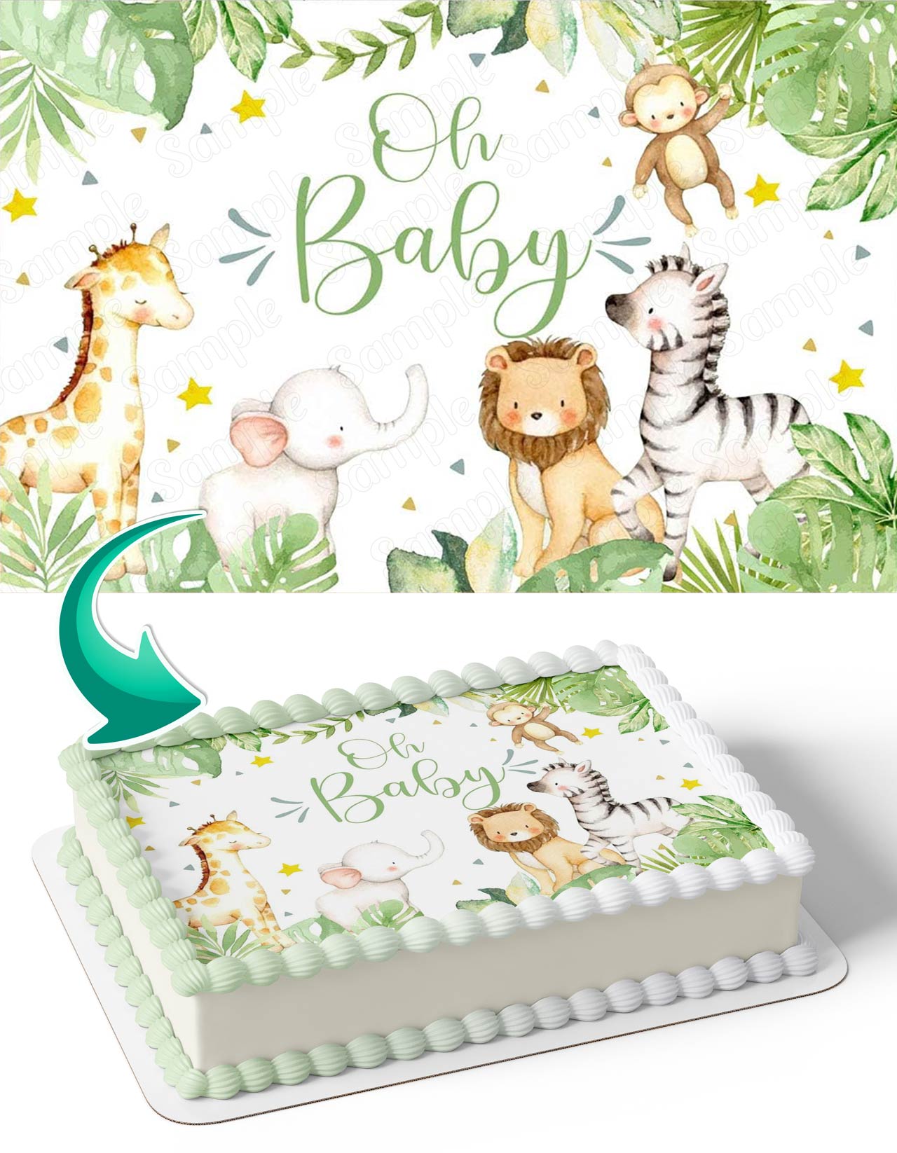 Oh Baby Jungle Animals Baby Shower OBS Edible Cake Toppers ...