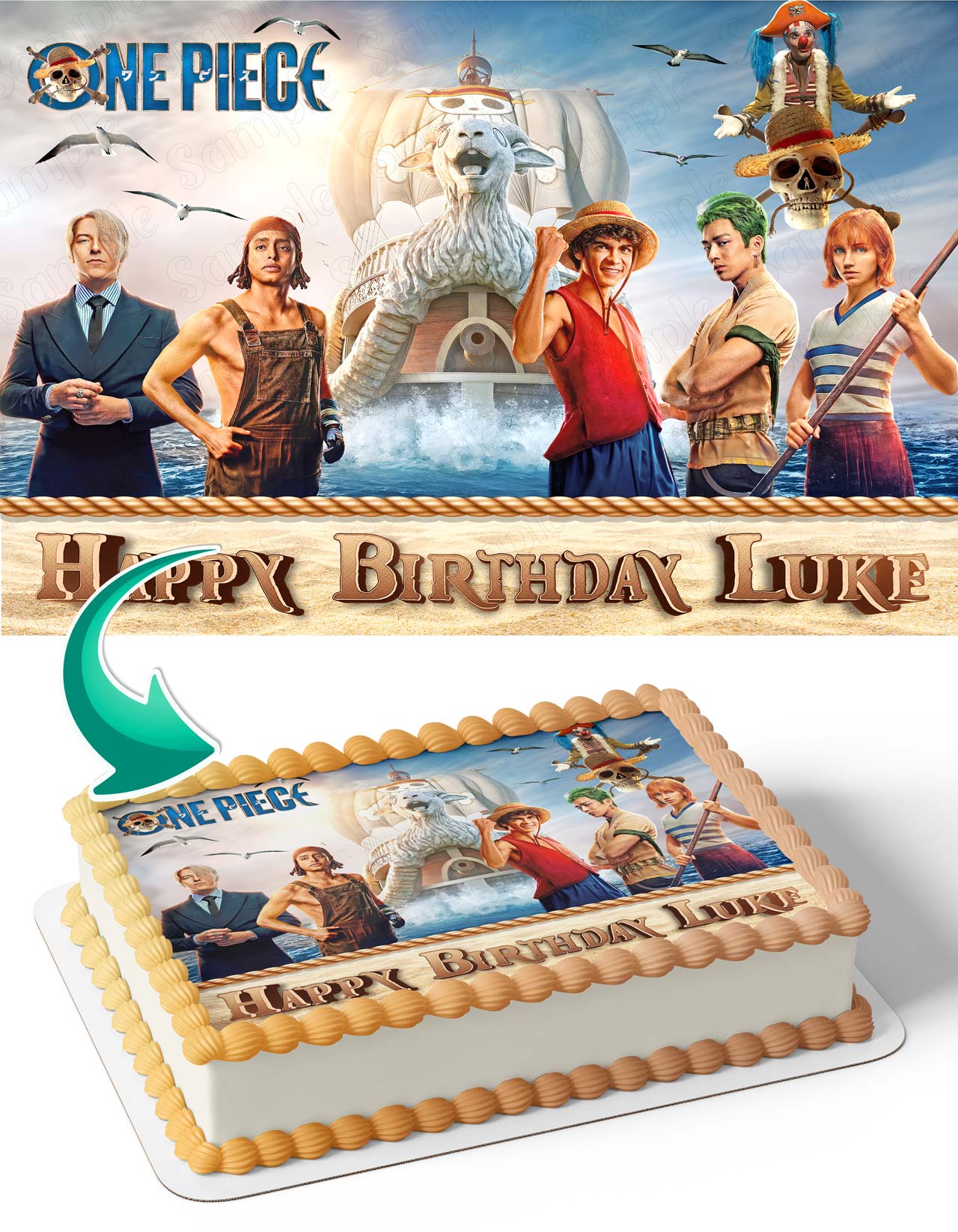 Adornos comestibles para tartas de Luffy en acción real de One Piece ...