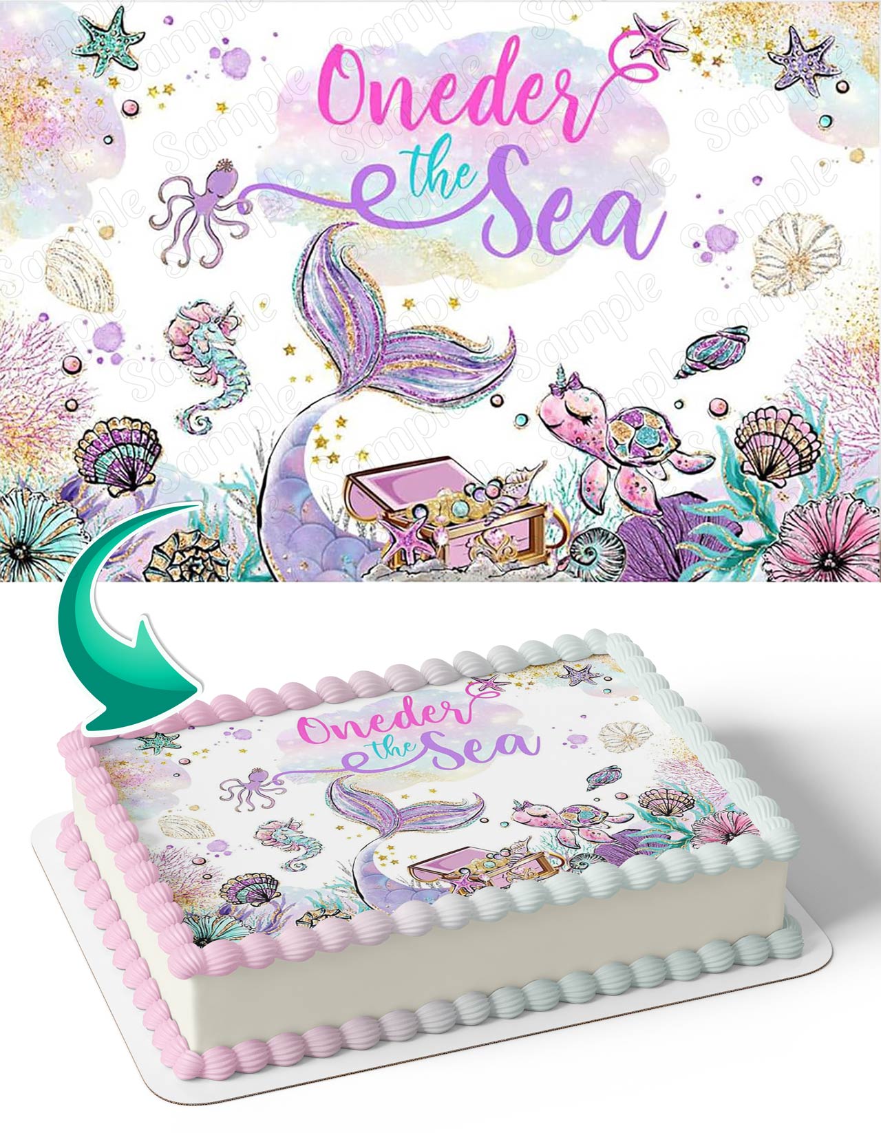 Oneder The Sea Purple Mermaid Under The Sea Edible Cake Toppers ...