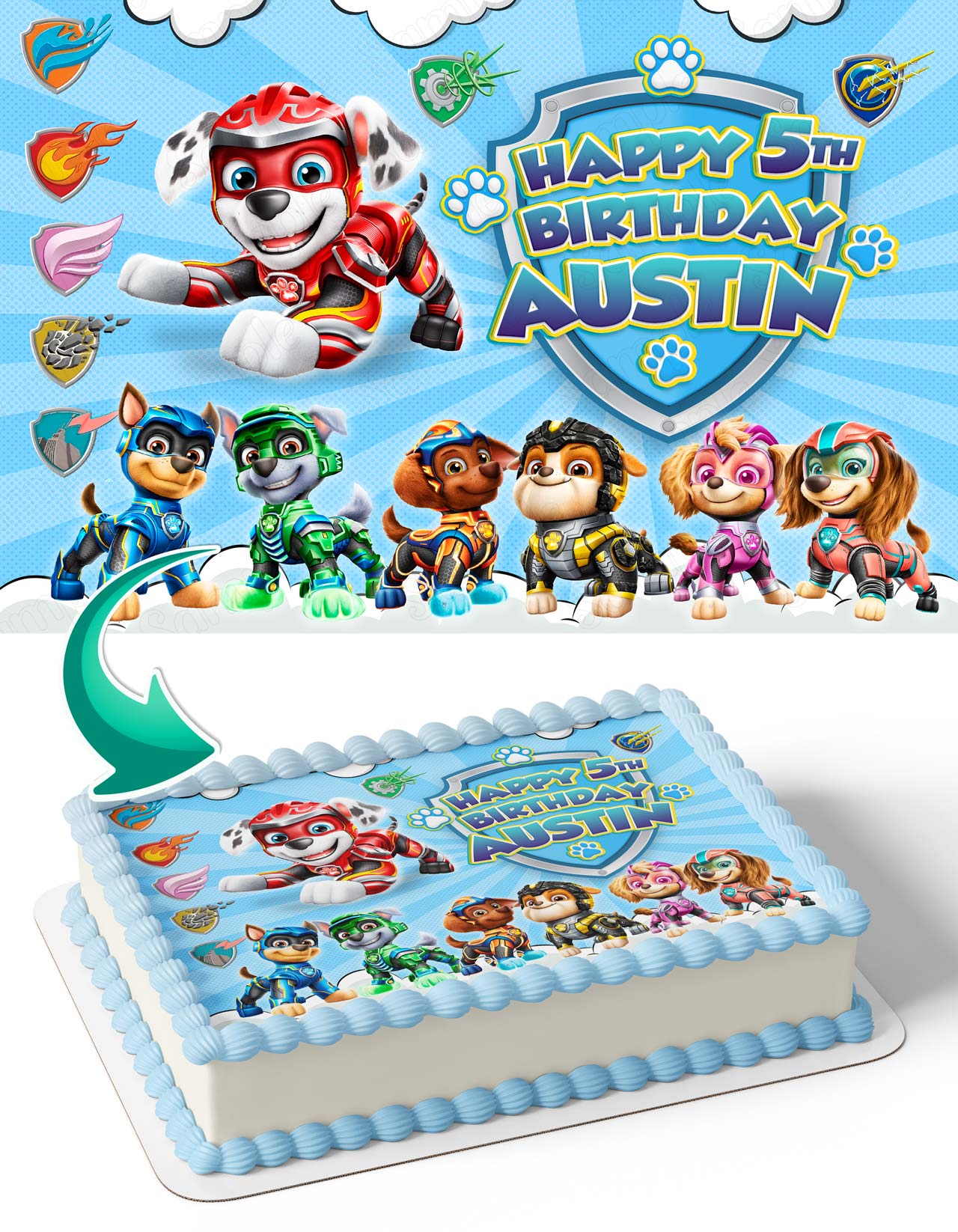Paw Patrol Mighty Pups 2024 Edible Cake Toppers – Ediblecaketopper