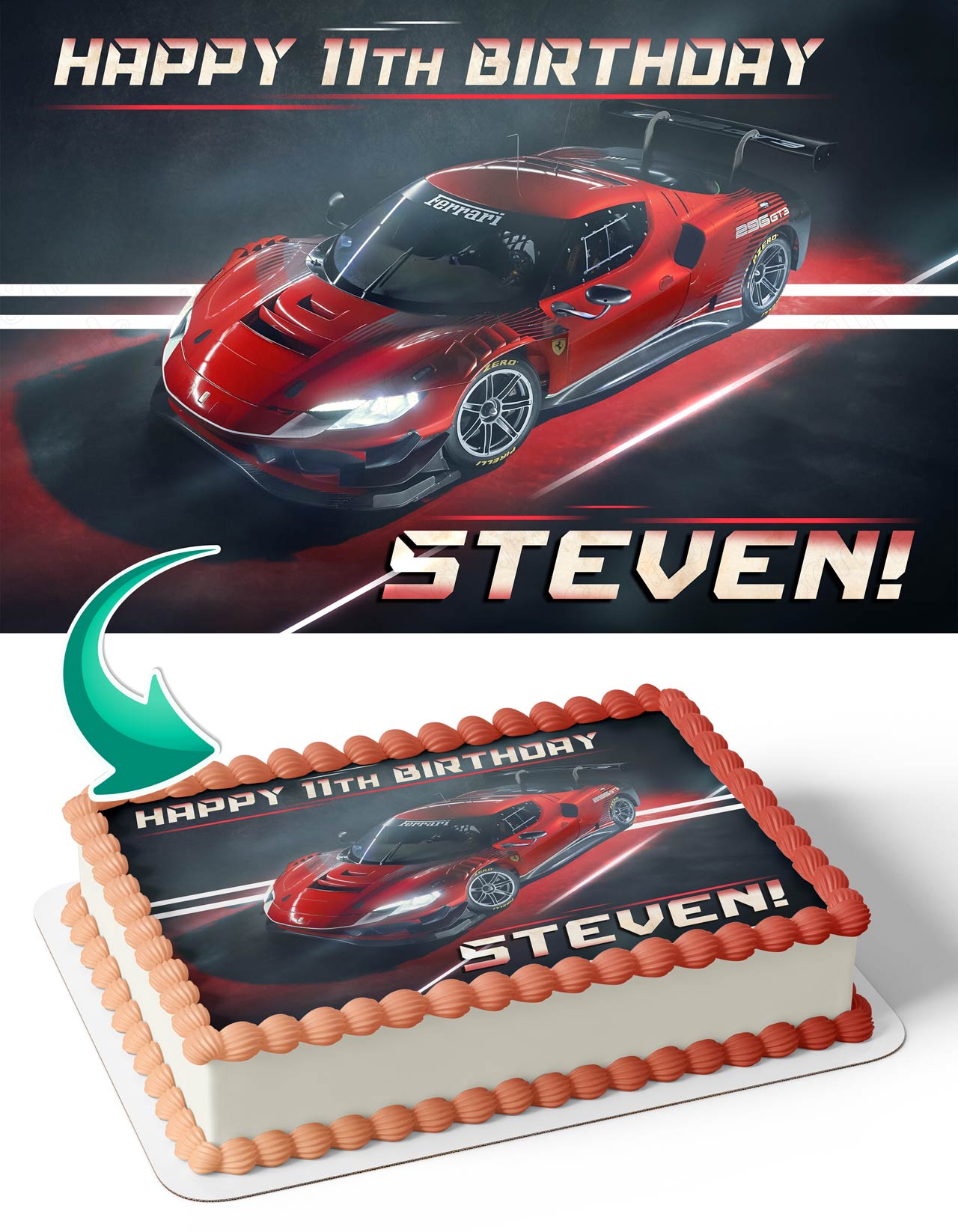 Red Ferrari 296 GT3 Edible Cake Toppers – Ediblecaketopper
