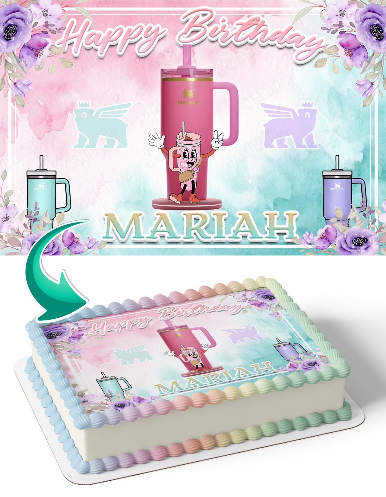 Stanley Cup Tumbler Girls Edible Cake Toppers – Ediblecaketopper