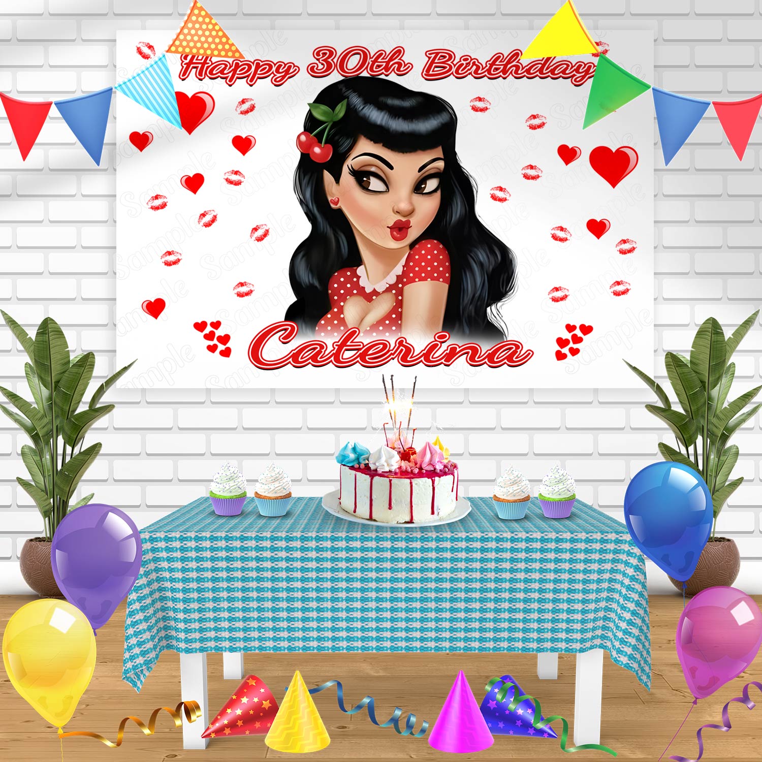 Vintage Girl Cartoon Illustration Retro Poster Betty Boop Style Bn Bir ...