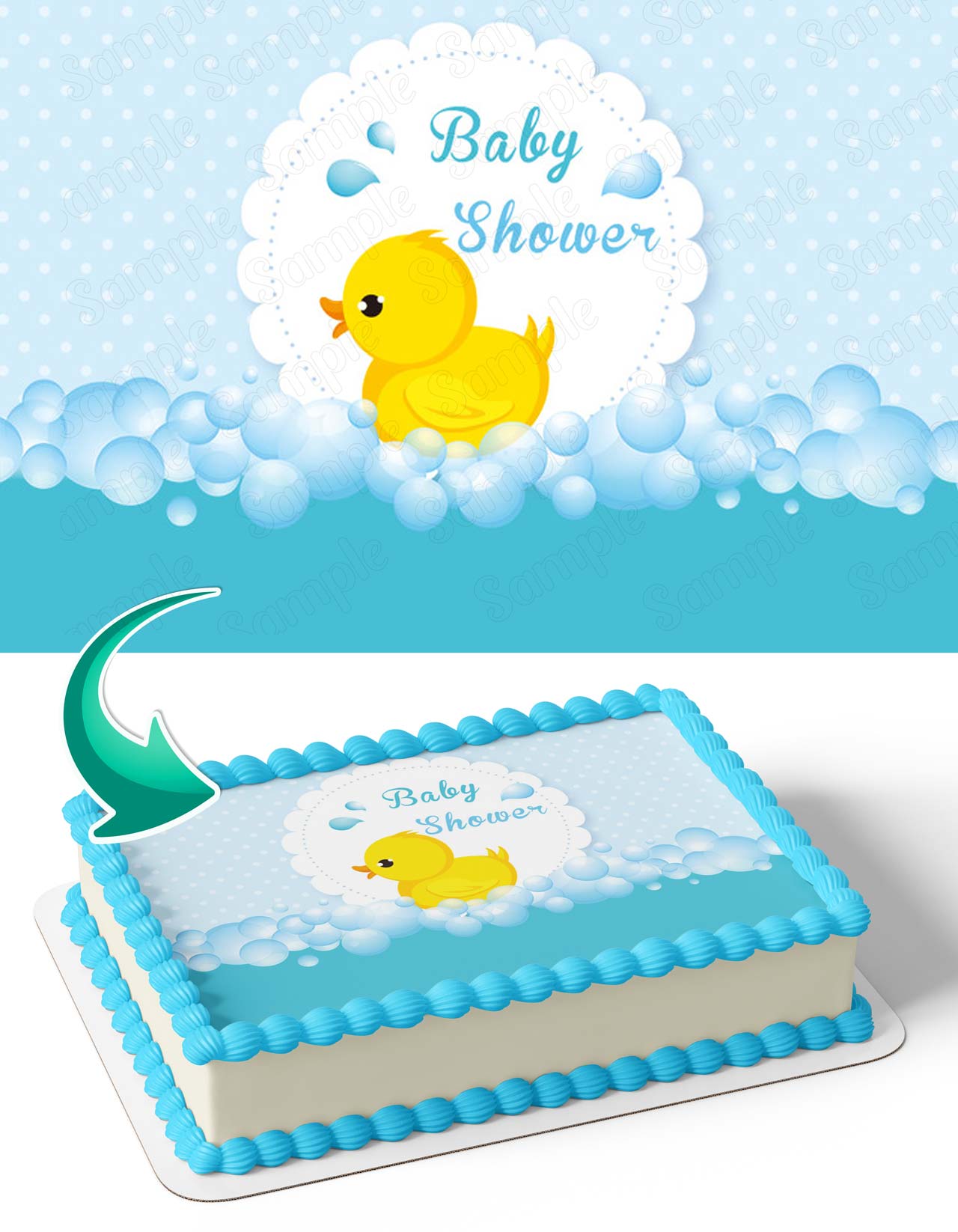 Baby Blue Newborn Baby Shower Little Yellow Duck Bubble BYD Edible Cake ...