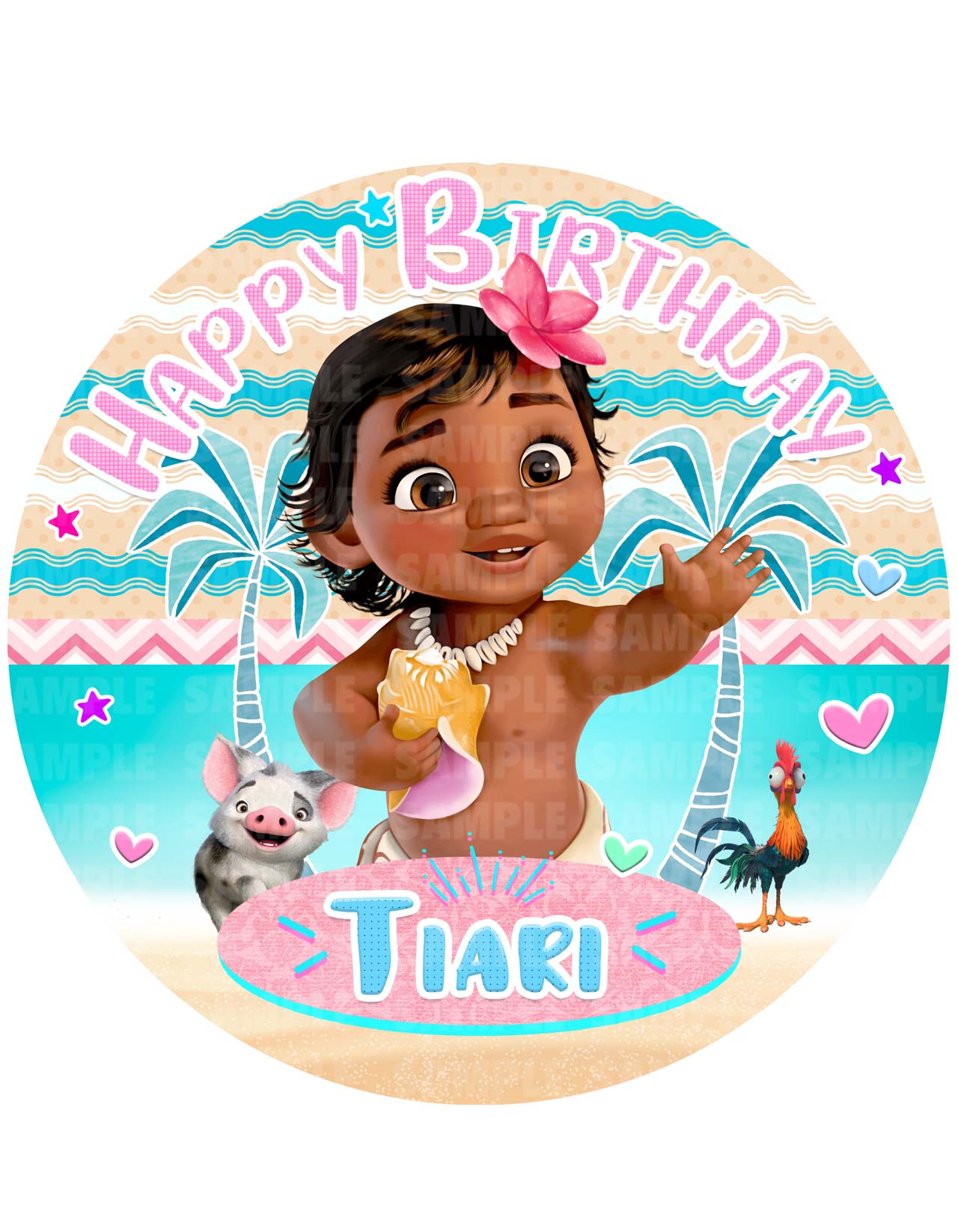 Baby Moana Edible Cake Toppers Round – Ediblecaketopper