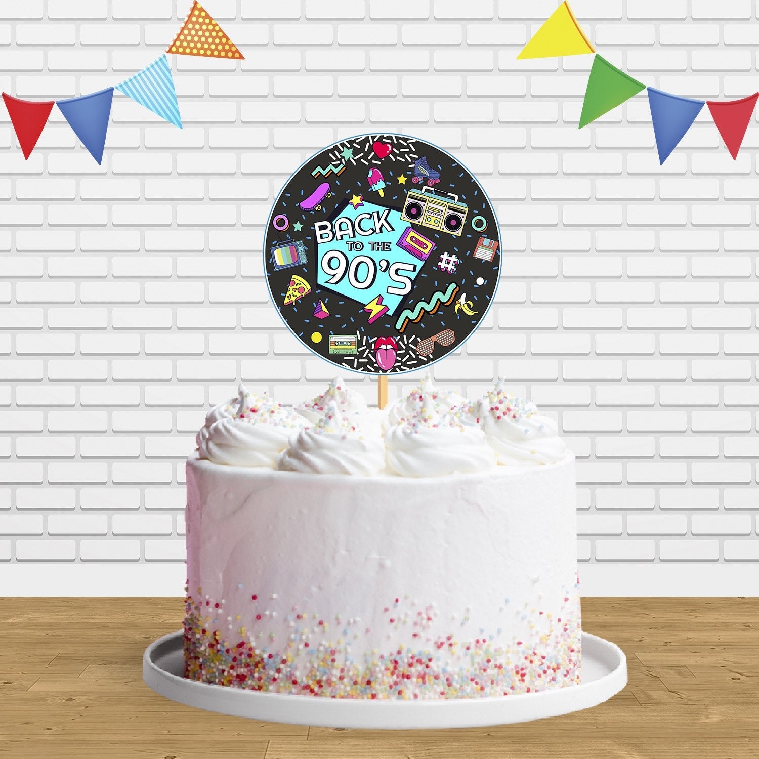 Back To 90s Party Disco Retro Nostalgia Cake Topper Centerpiece Birthd ...