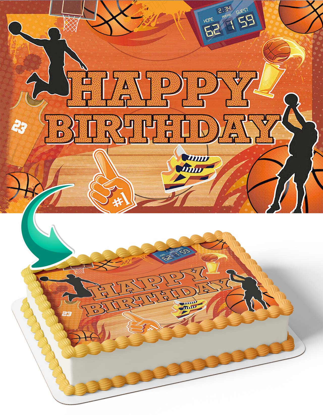 Basketball Court Fan Shoes Edible Cake Toppers – Ediblecaketopper