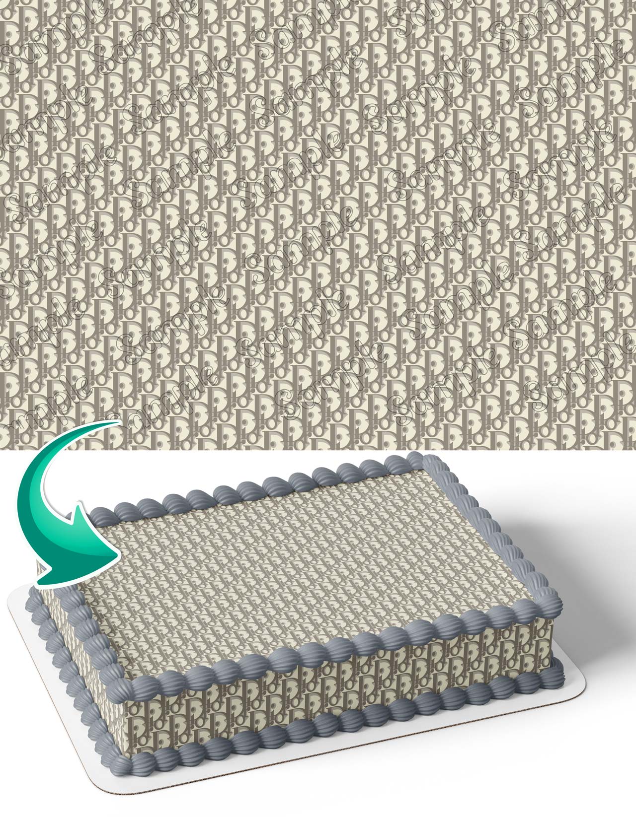 Dior Layout Pattern Beige Edible Cake Toppers – Ediblecaketopper