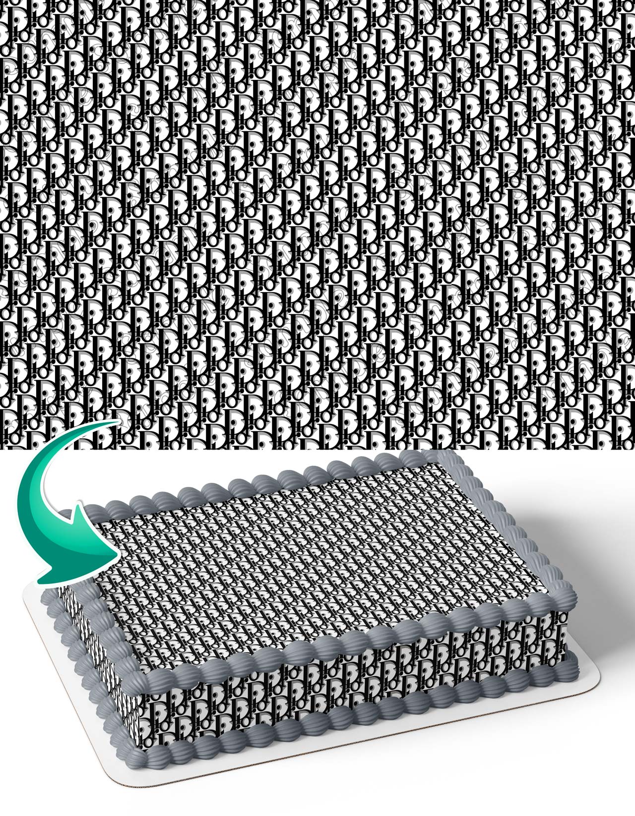 Dior Layout Pattern Black Edible Cake Toppers – Ediblecaketopper