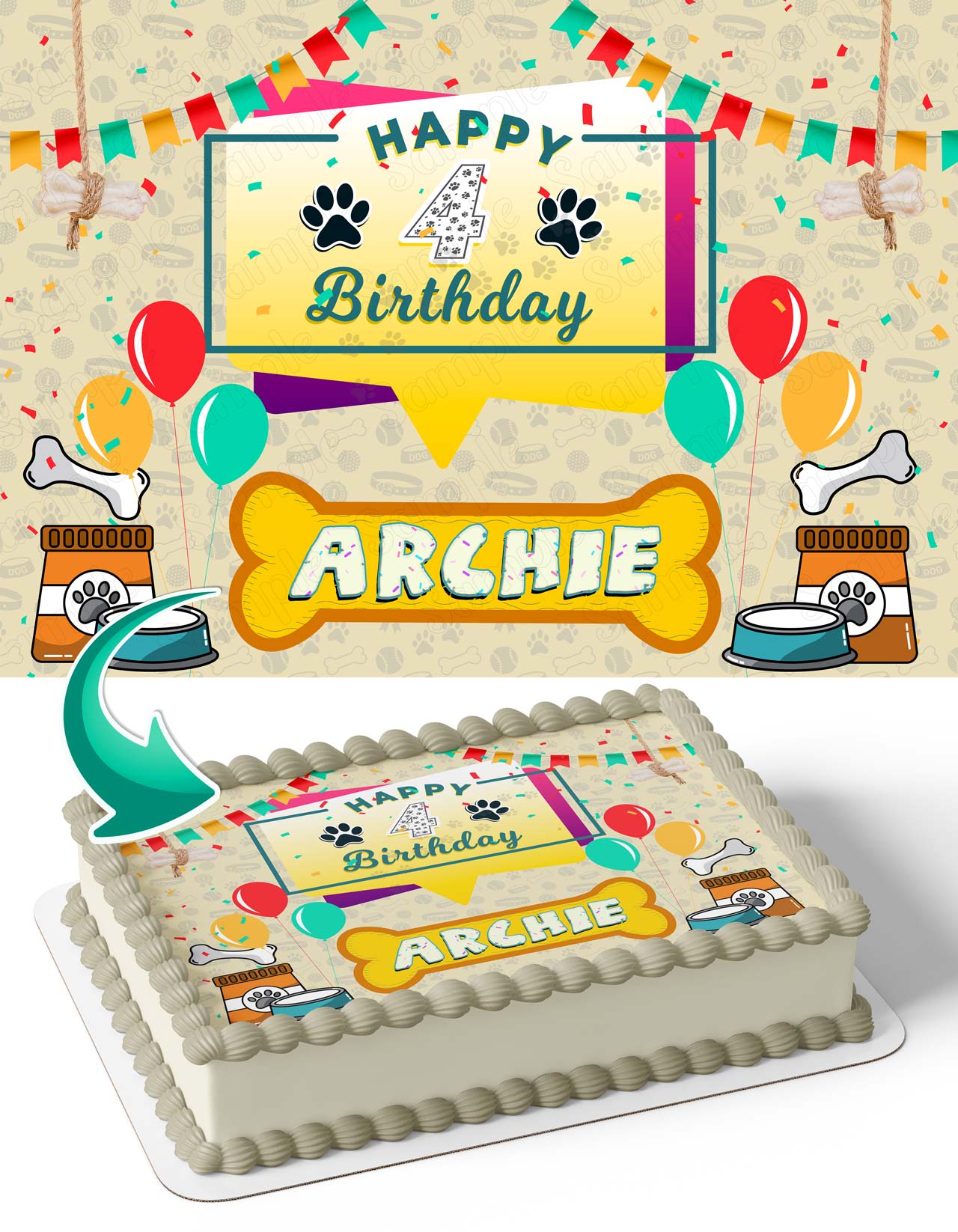 Dog Birthday Pups Edible Cake Toppers – Edible Cake Topper Corp