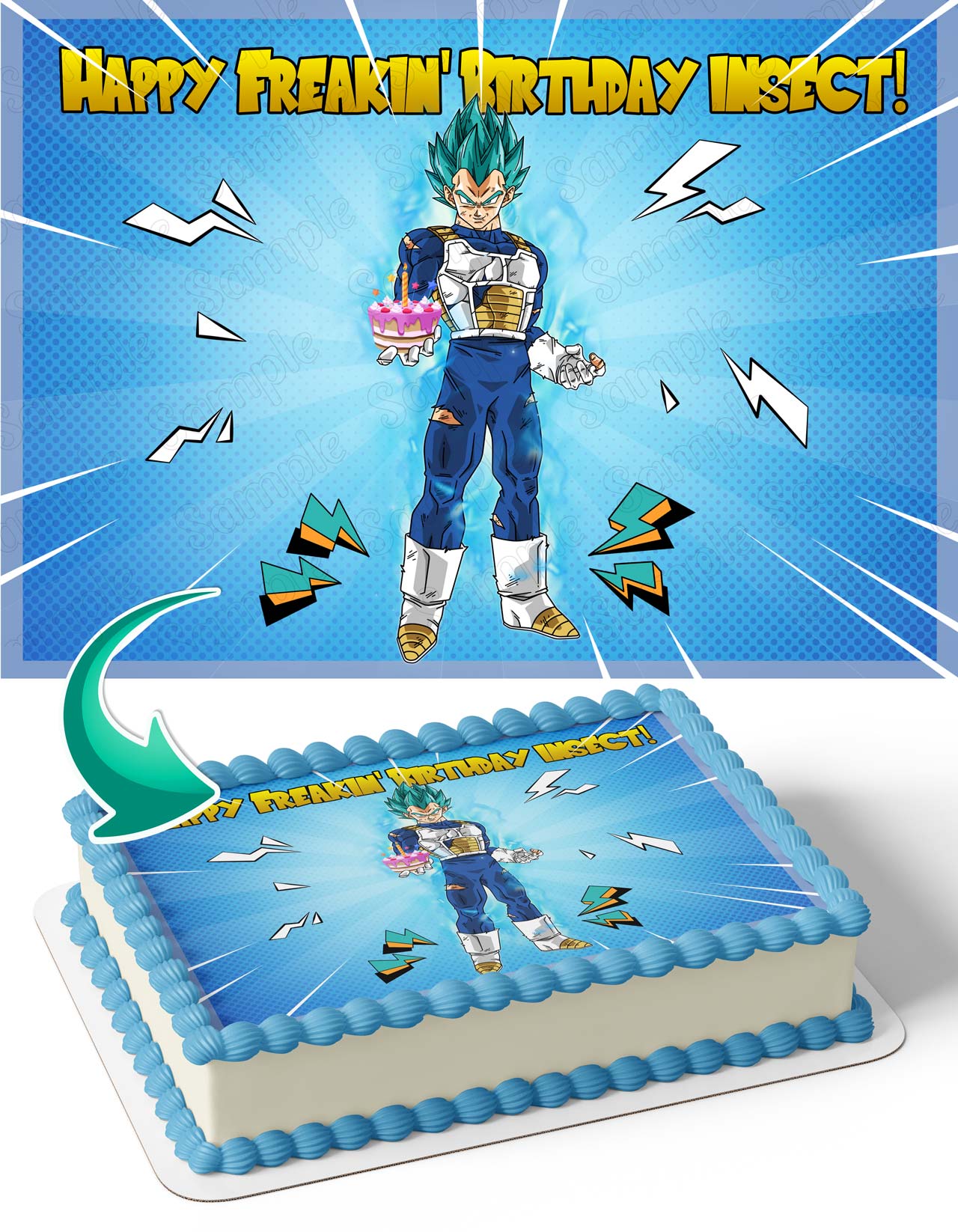 Dragon Ball Vegeta Freakin Birthday Insect Edible Cake Toppers ...