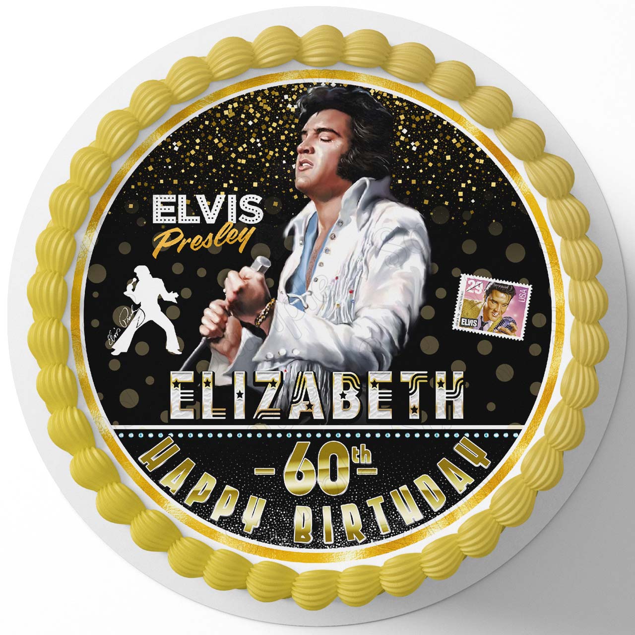 Elvis King Singer Presley Edible Cake Toppers Round – Ediblecaketopper
