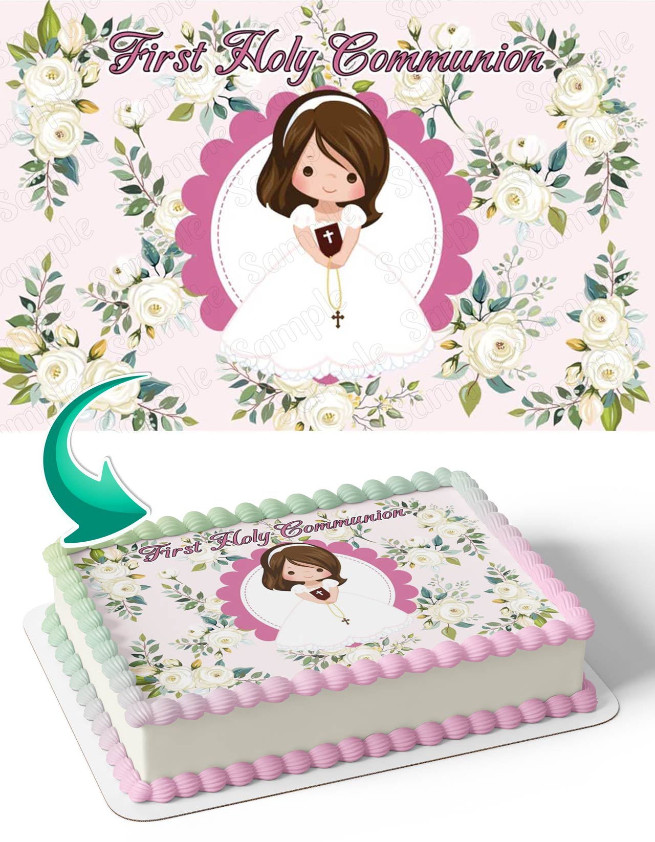 First Holly Communion Girl Edible Cake Toppers – Ediblecaketopper