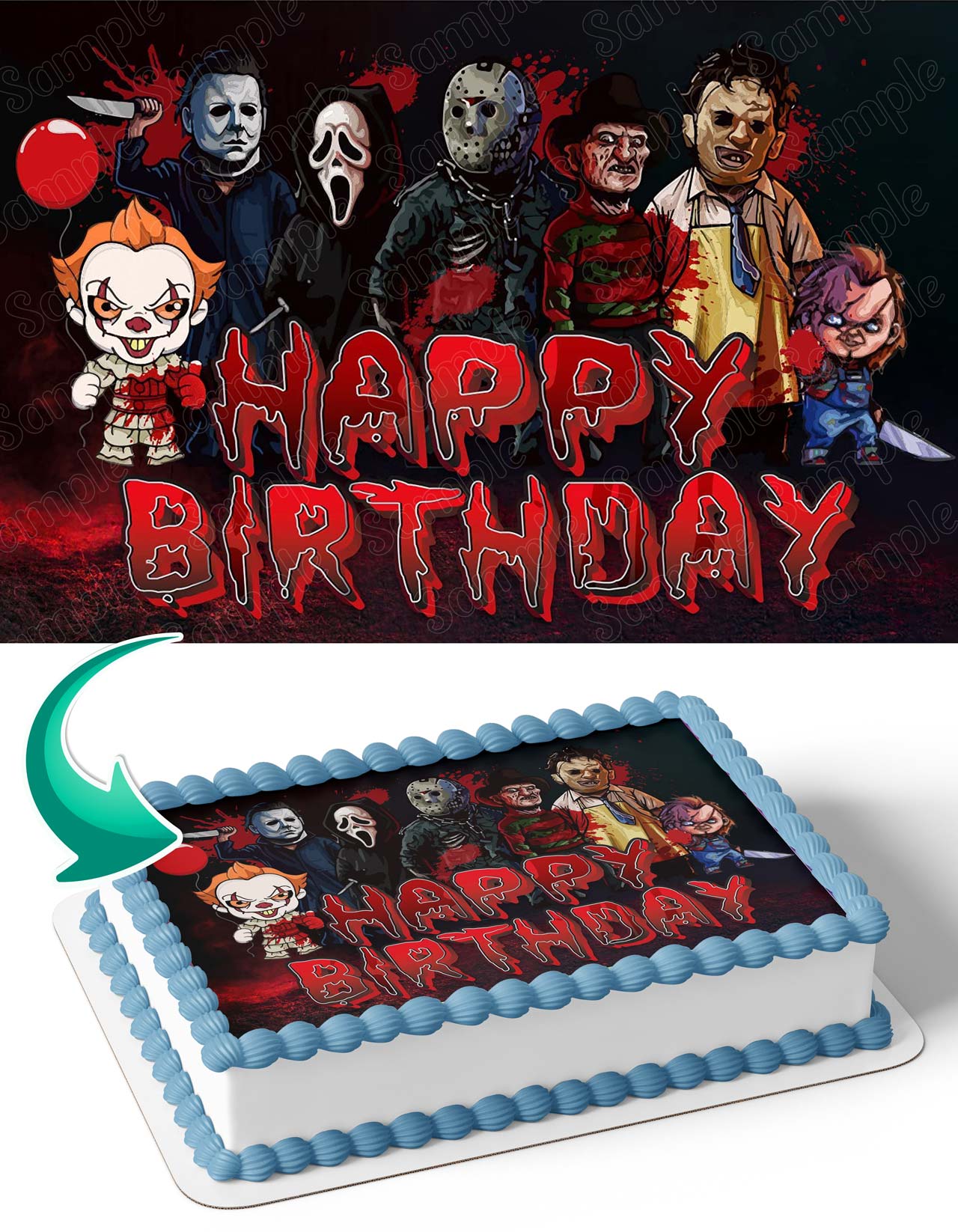 Freddy Michael Myers Jason Horror Night HN Edible Cake Toppers ...