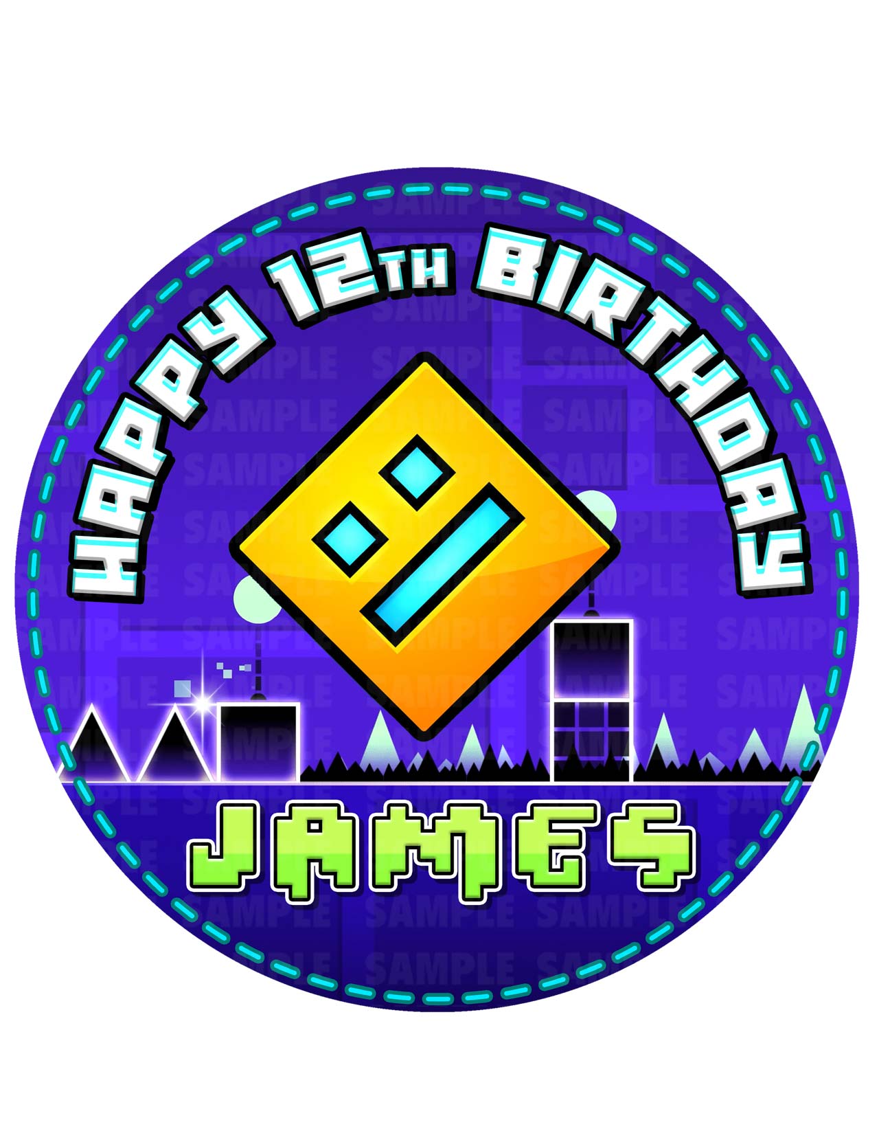Geometry Dash Game Edible Cake Toppers Round – Ediblecaketopper