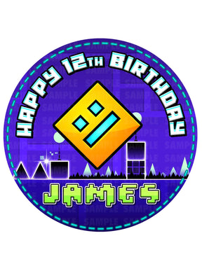 Geometry Dash Game Edible Cake Toppers Round – Ediblecaketopper