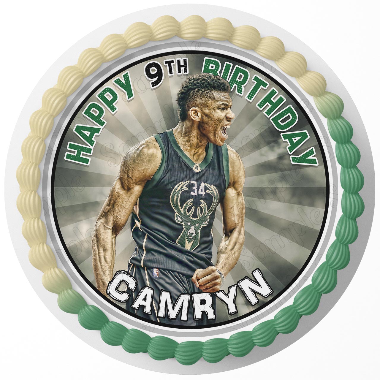 Basketball Player Bucks Edible Cake Toppers Round – Ediblecaketopper