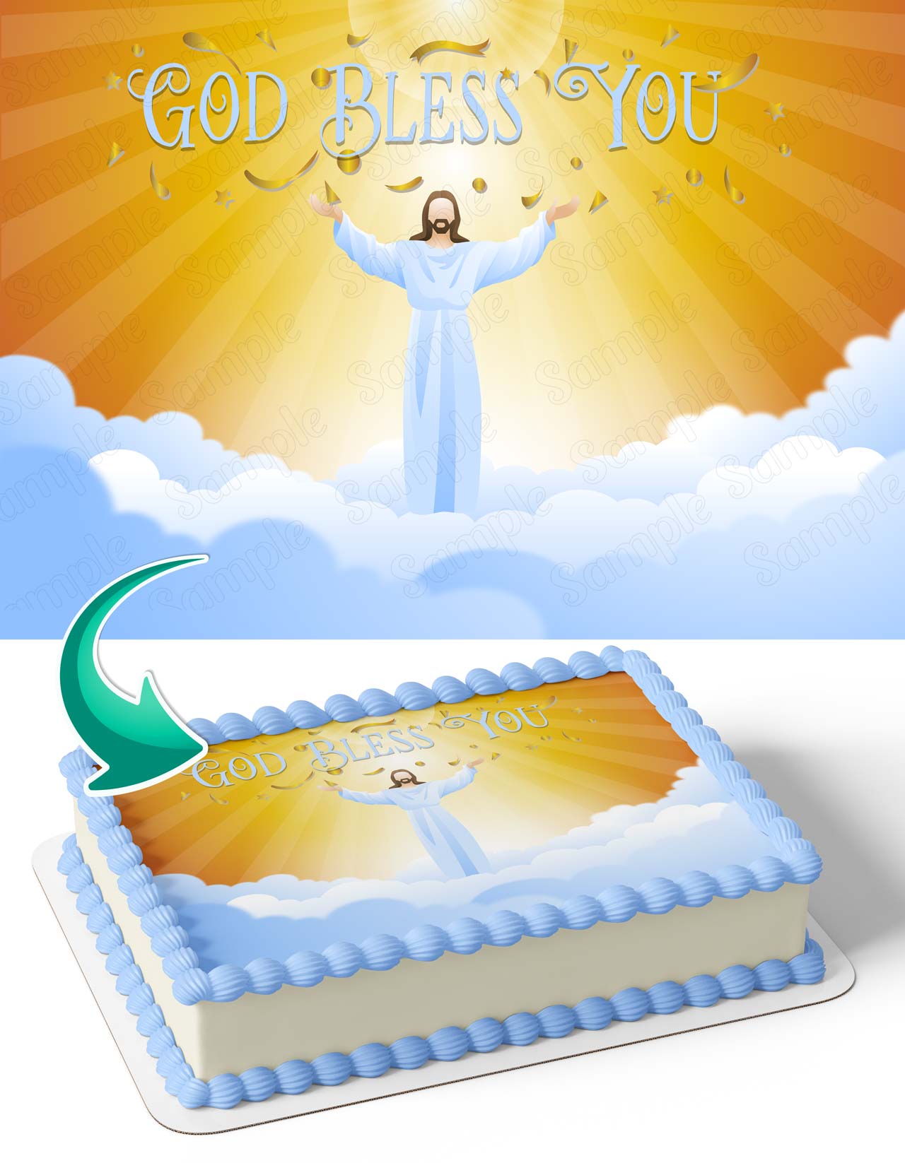 God Bless You Jesus Edible Cake Toppers – Ediblecaketopper