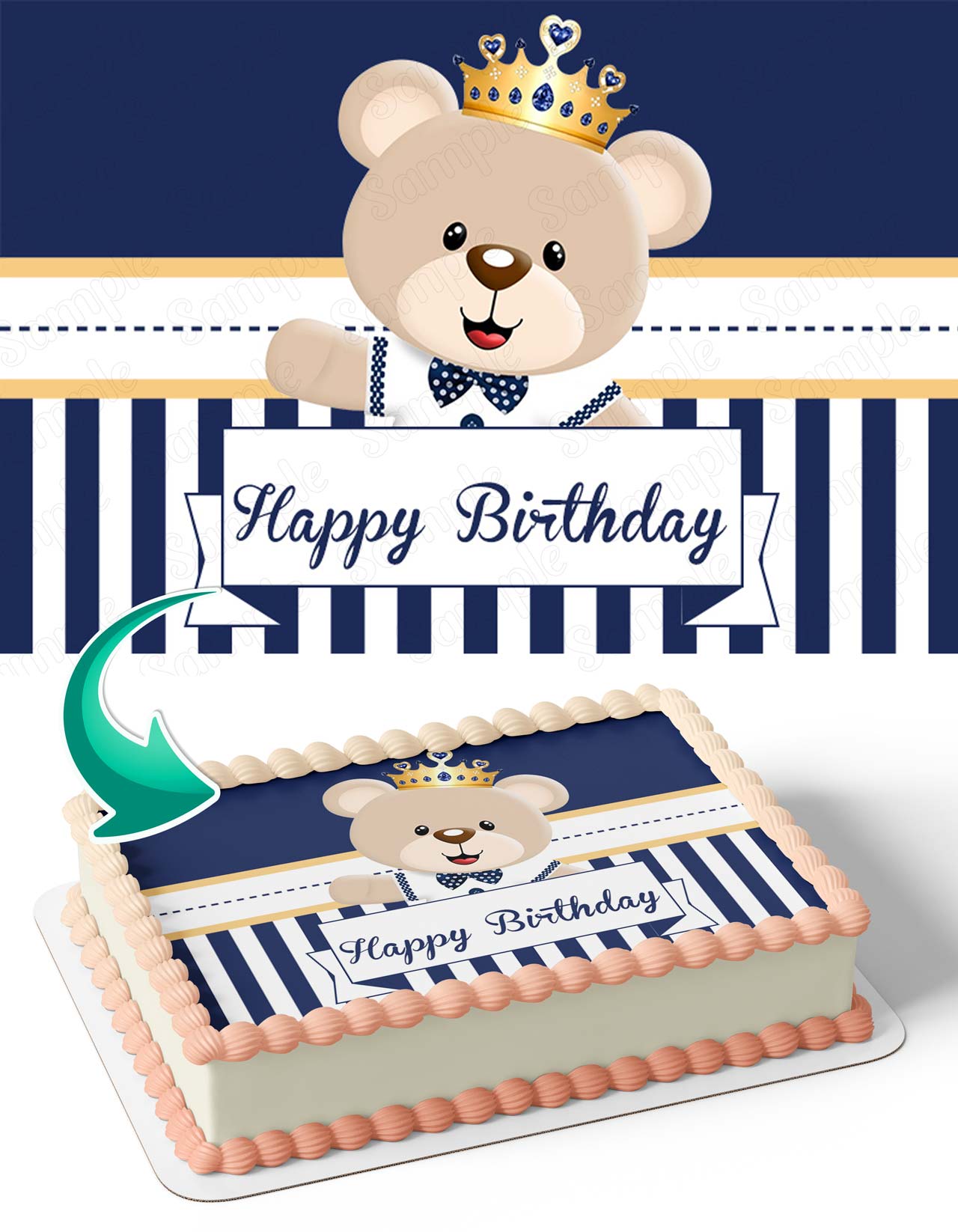 Gold Crown Royal Boy Teddy BearBTB Edible Cake Toppers – Ediblecaketopper