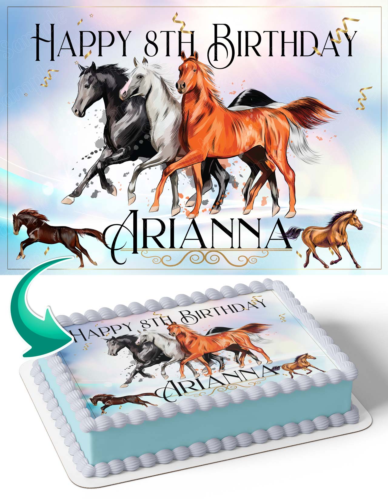 Horses Gallop Run Horse Edible Cake Toppers – Edible Cake Topper Corp