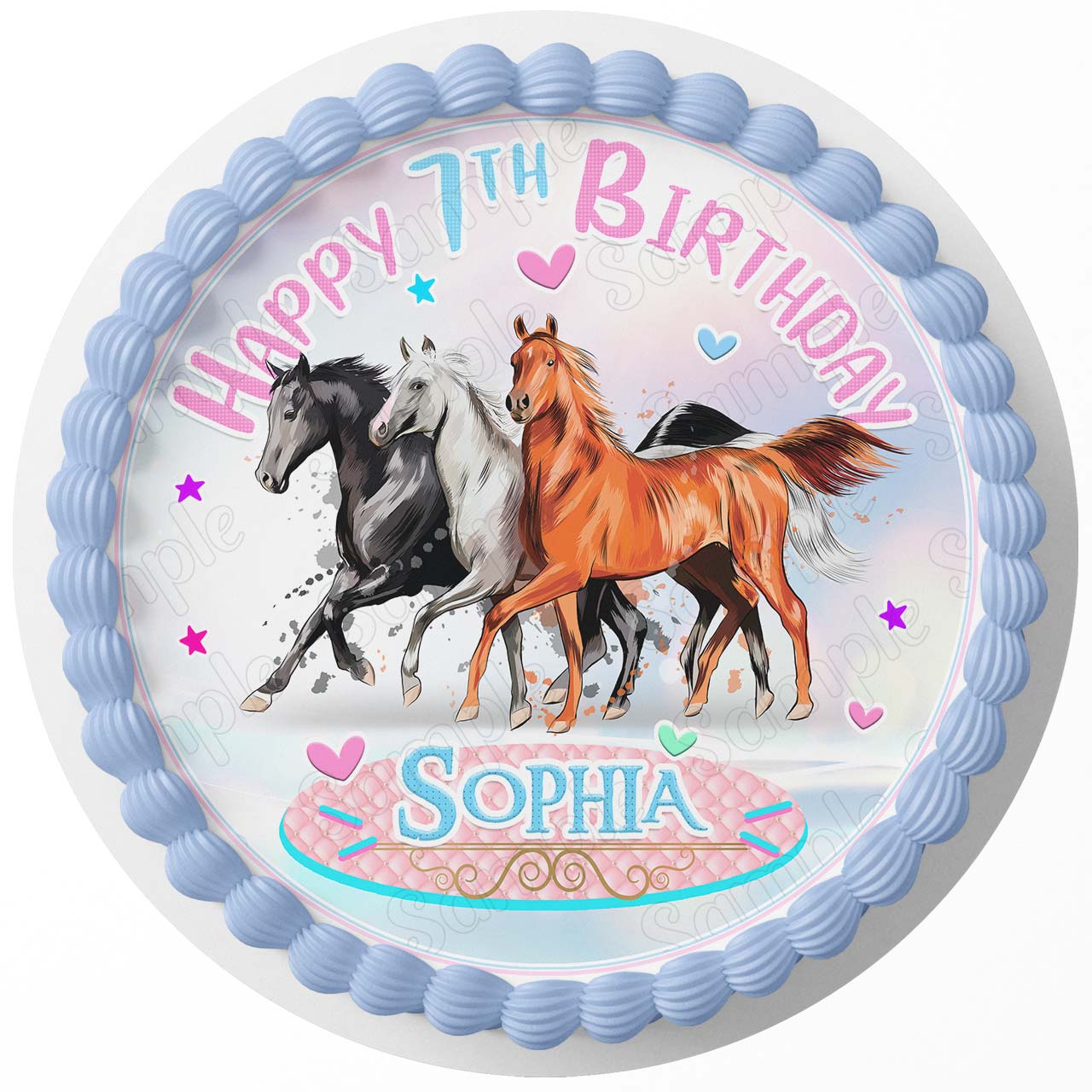 Horses Gallop Run Horse Running Edible Cake Toppers Round – Edible Cake ...