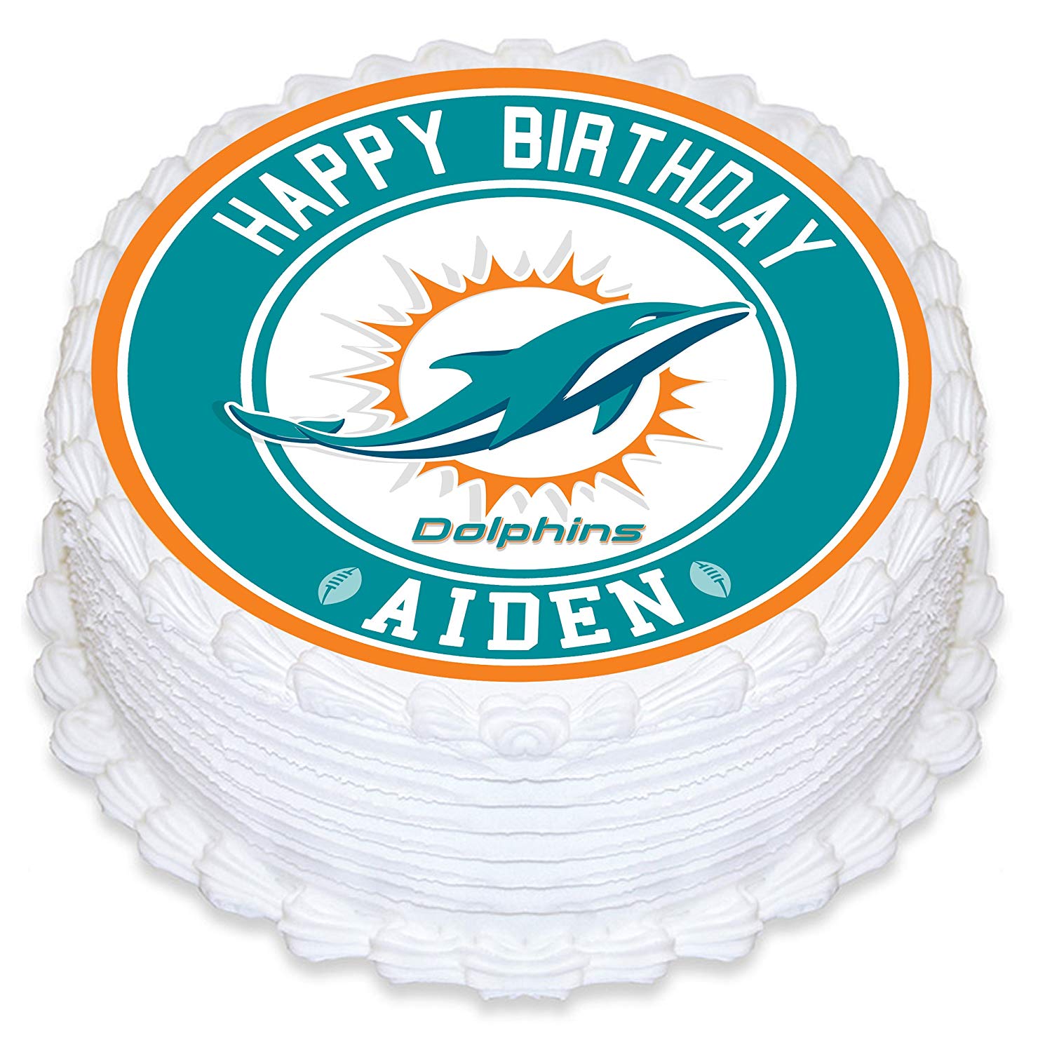 Miami Dolphins Edible Cake Toppers Round – Ediblecaketopper