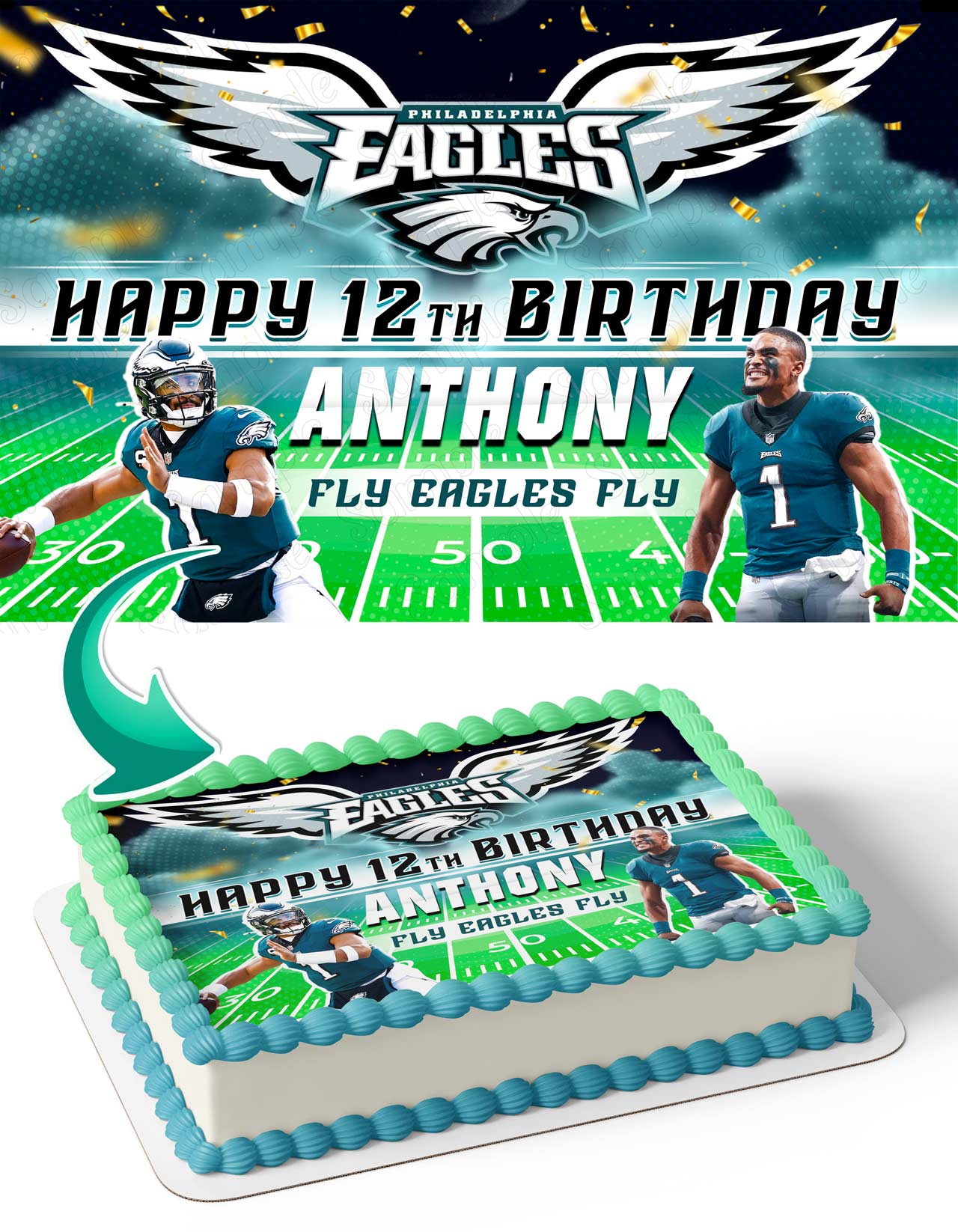 Jalen Hurts NFL Philadelphia Eagles Edible Cake Toppers – Ediblecaketopper
