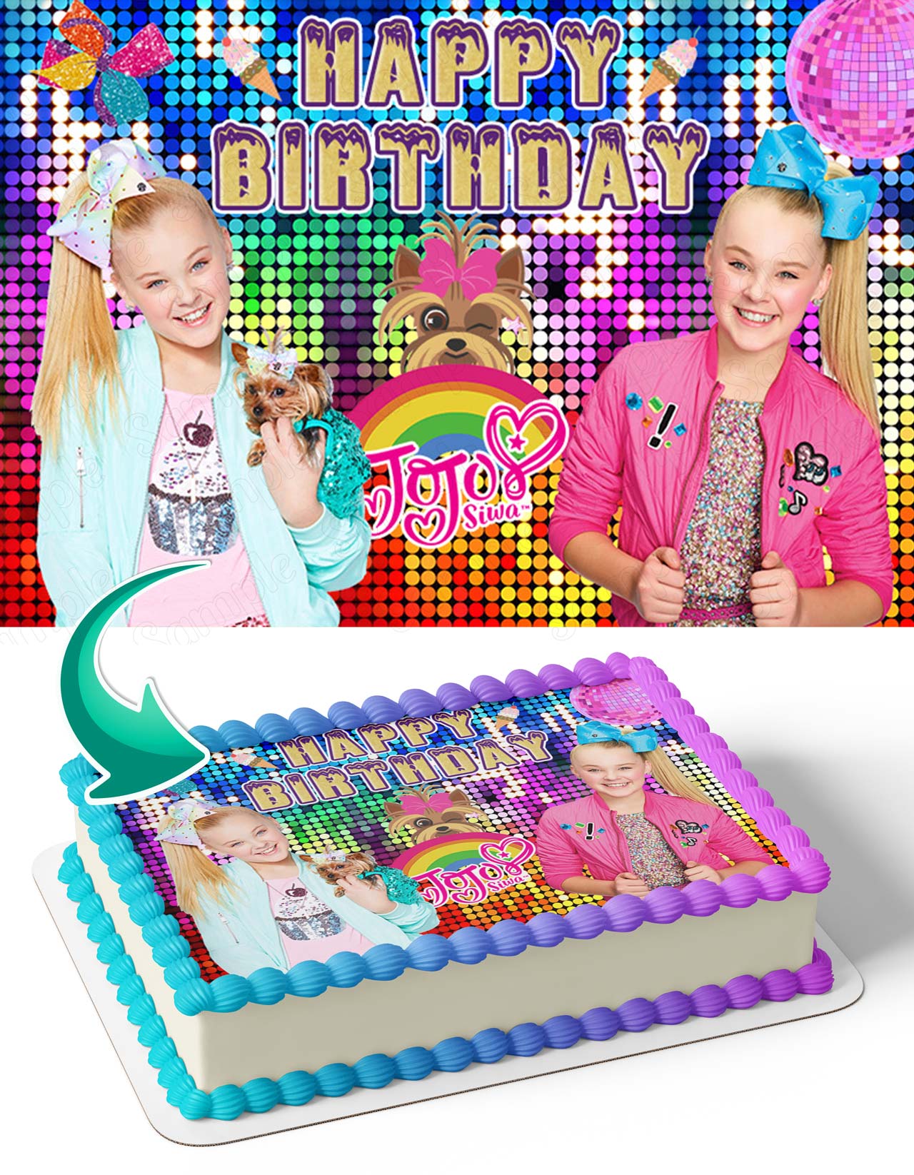 JoJo Siwa DiscoJSD Edible Cake Toppers – Edible Cake Topper Corp