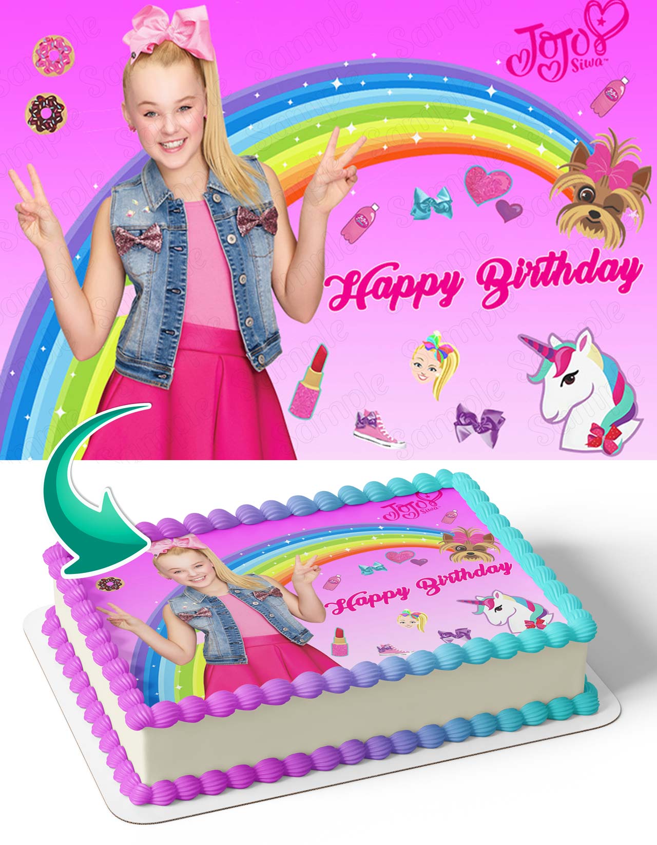 JoJo Siwa RainbowJSR Edible Cake Toppers – Ediblecaketopper
