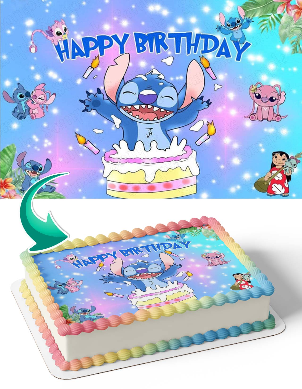 Adornos comestibles para tartas de playa con temática de LiloStitch ...